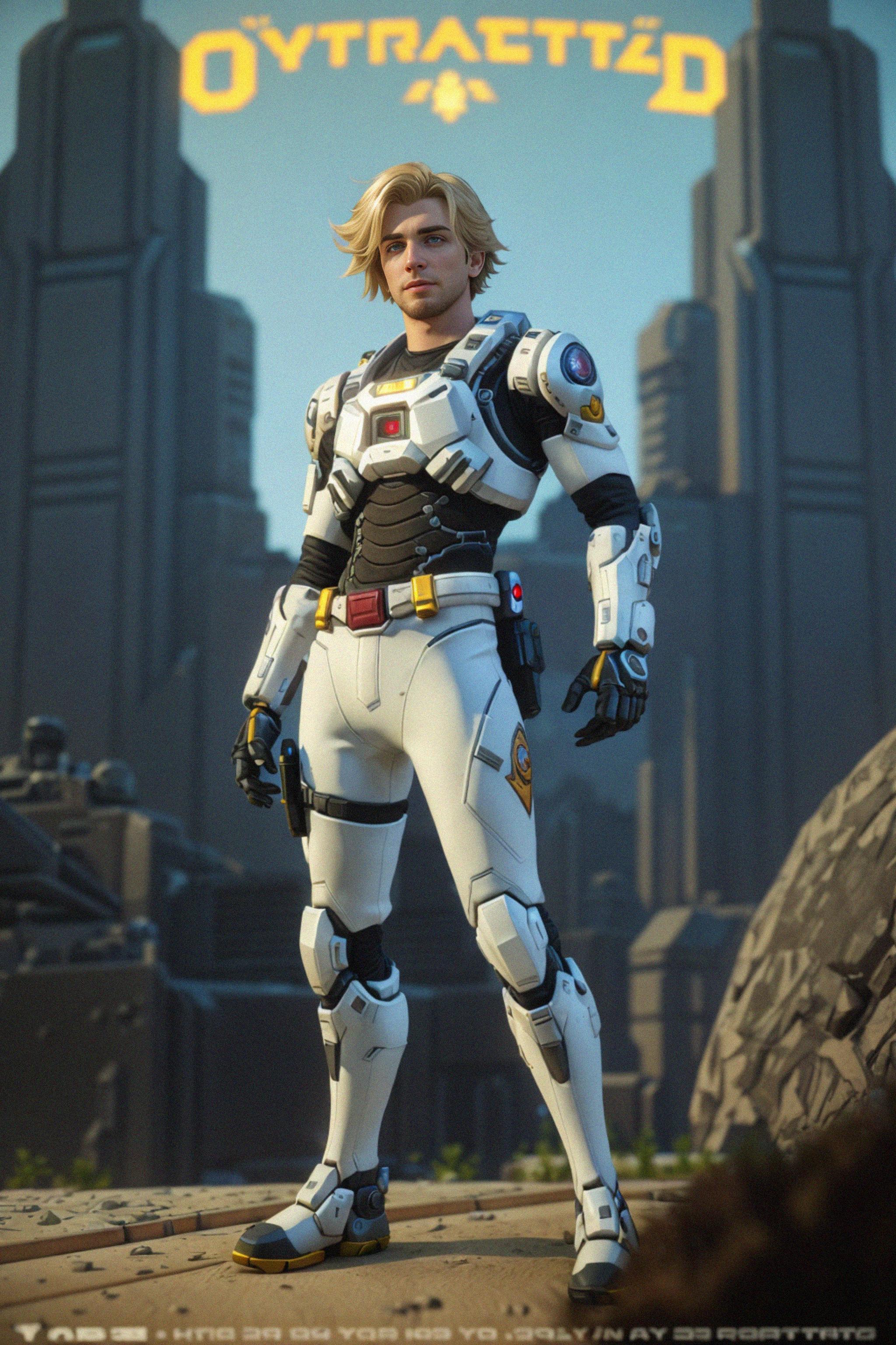 Man in Overwatch, character shot, shot, concept art, intricate details ...