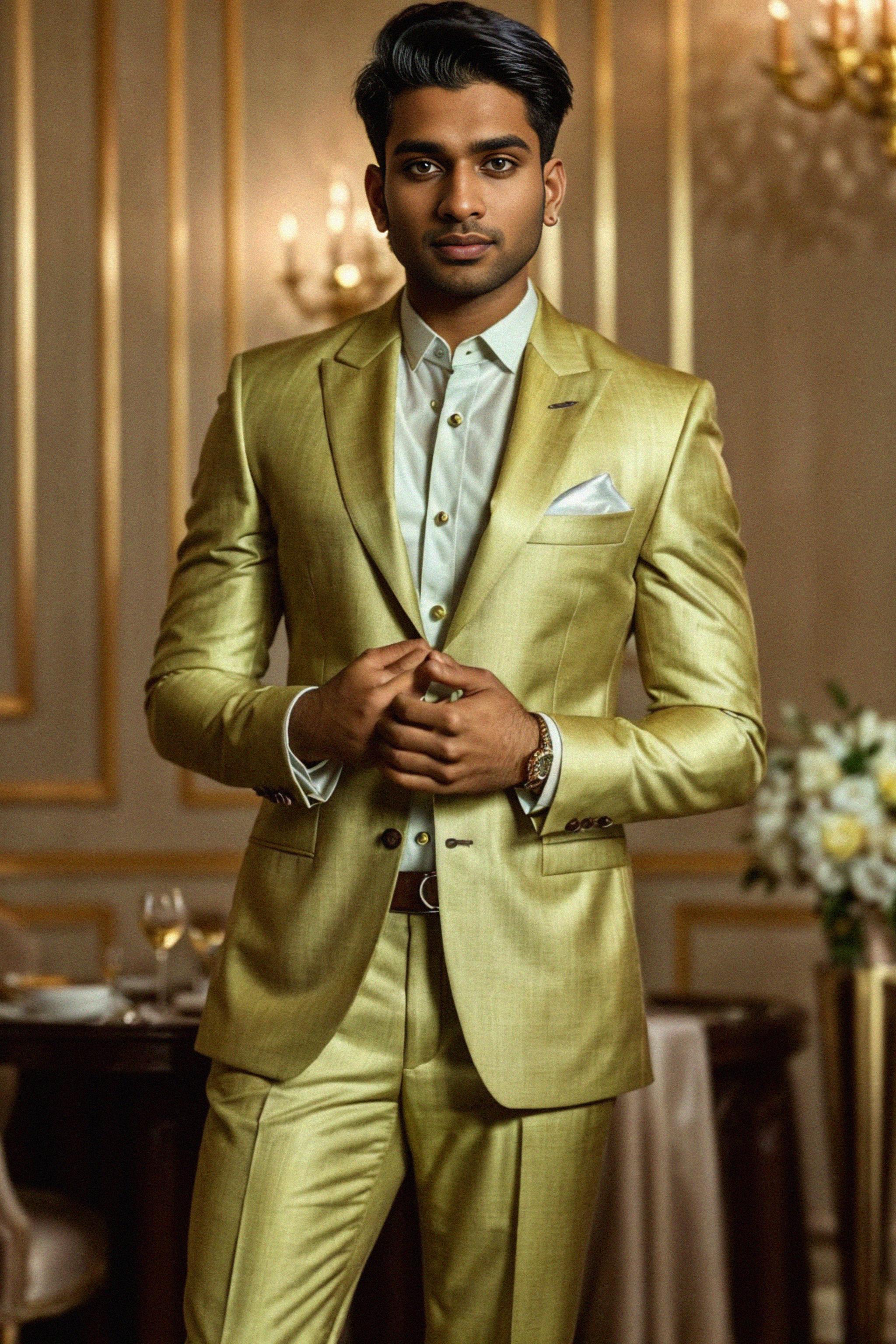 A man wearing luxurious suit in luxury restaurant, instagram photo ...