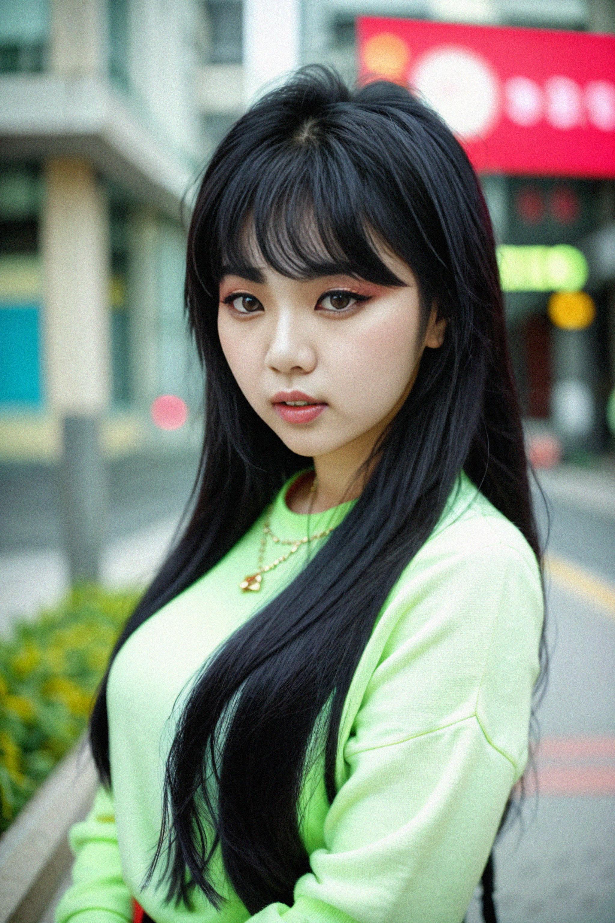 Korean woman (with black hair) (as korean kpop k-pop idol) posing for ...