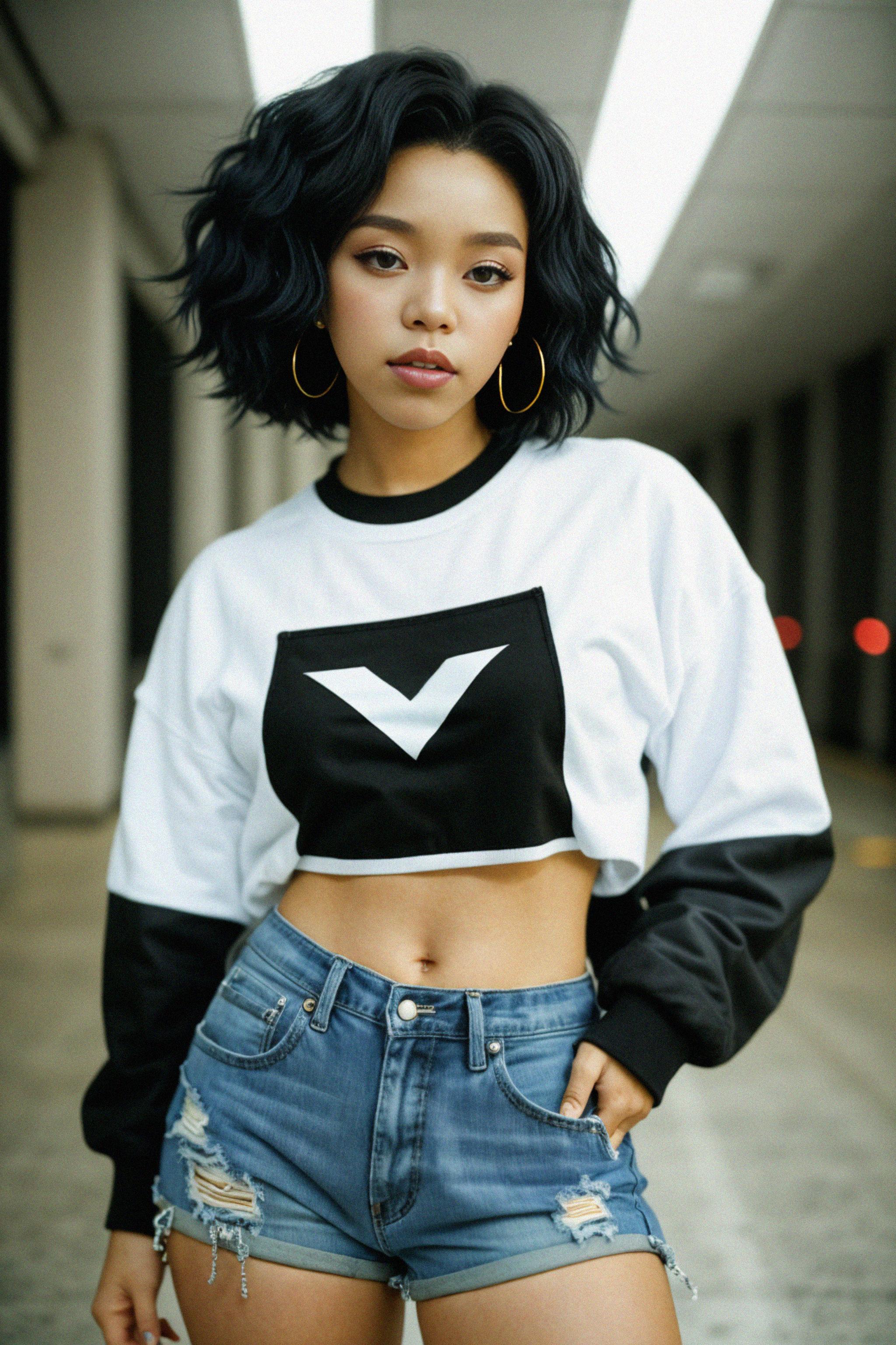 Korean woman (with black hair) (as korean kpop k-pop idol) posing for ...