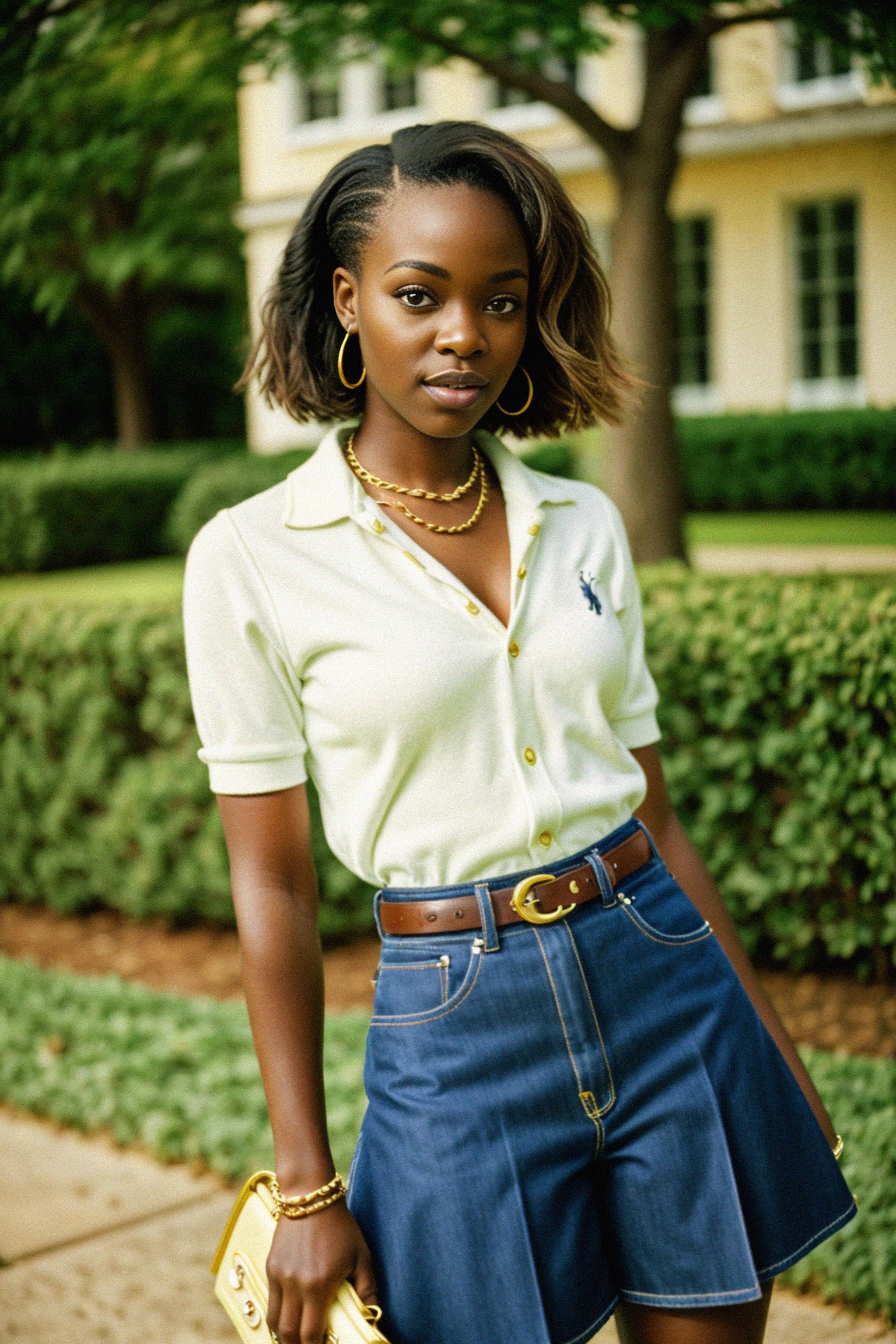 A woman in preppy style, old money aesthetic, posh style, elite school ...