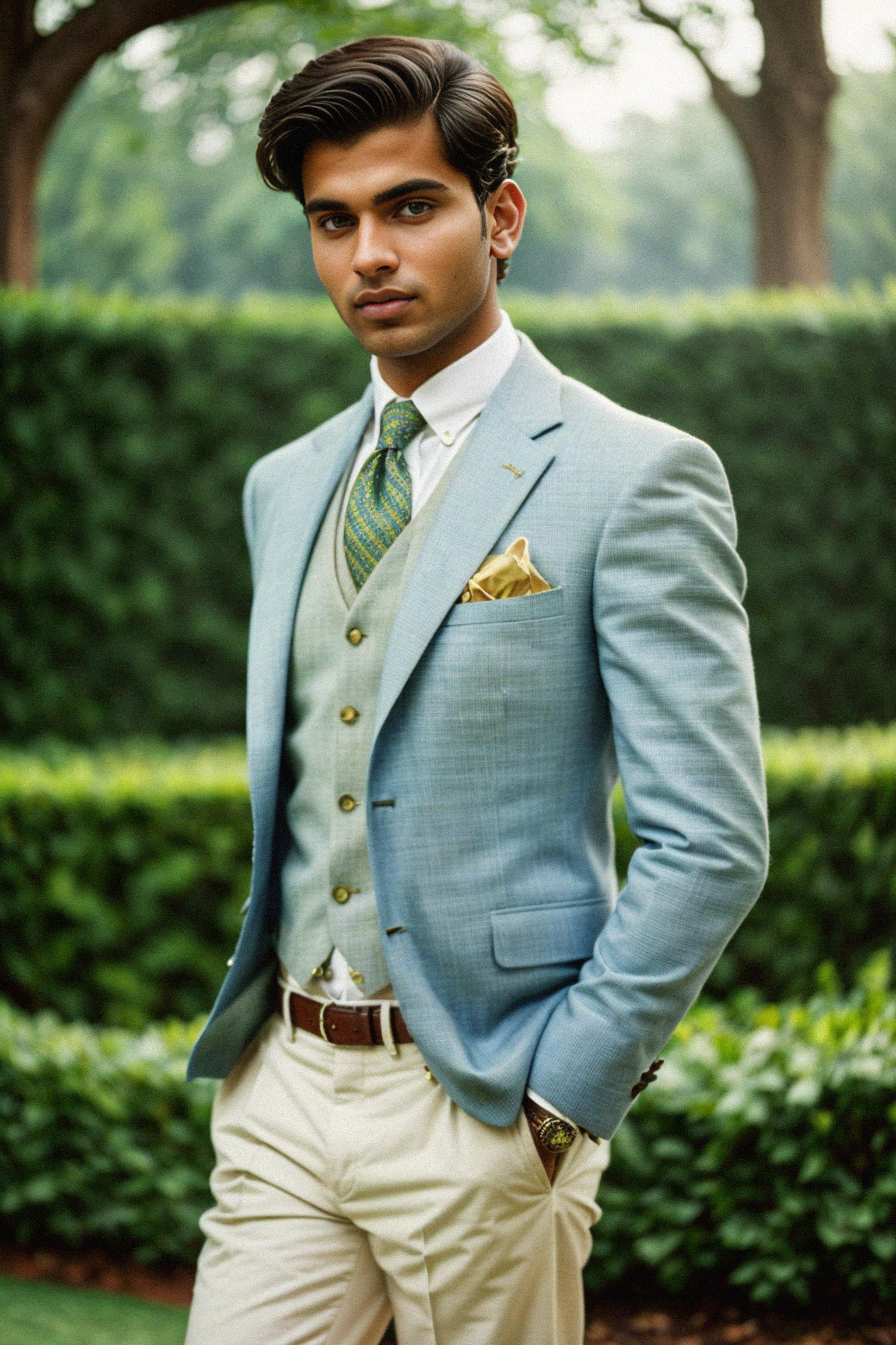 A man in preppy style, old money aesthetic, posh style, elite school ...