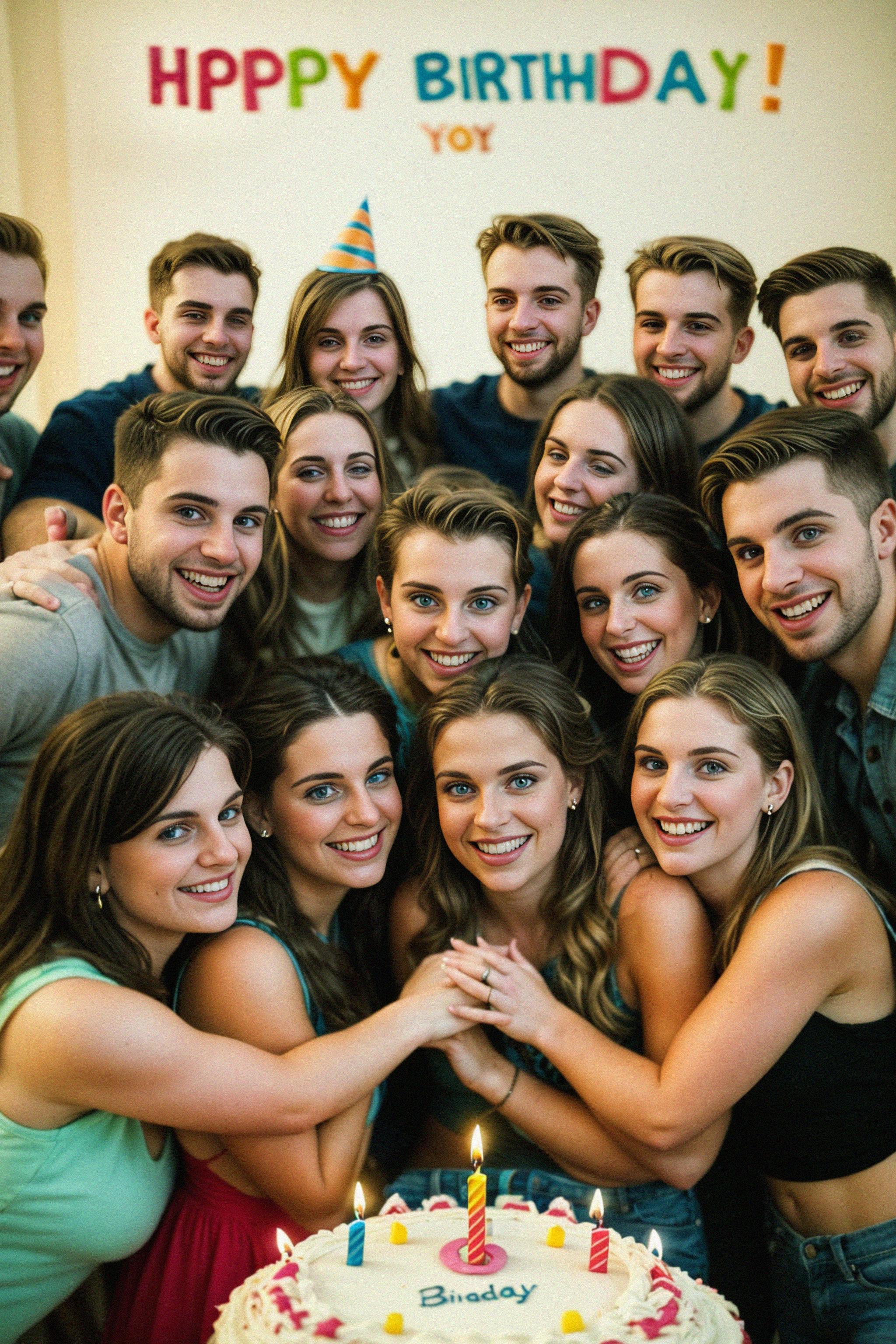 A birthday celebrant surrounded by friends and loved ones, engaging in ...