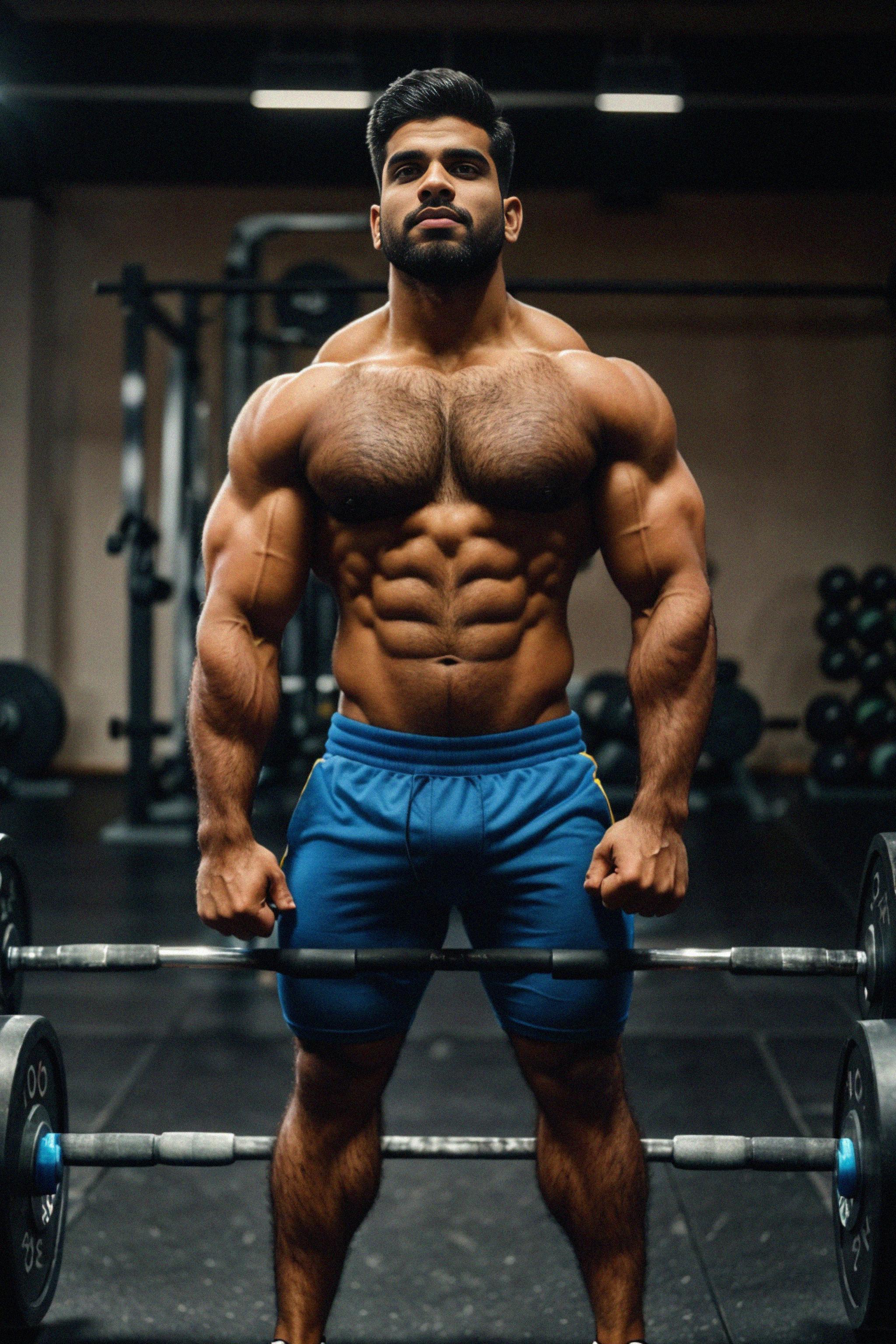 A fit male man as fitness influencer executing a deadlift with perfect ...