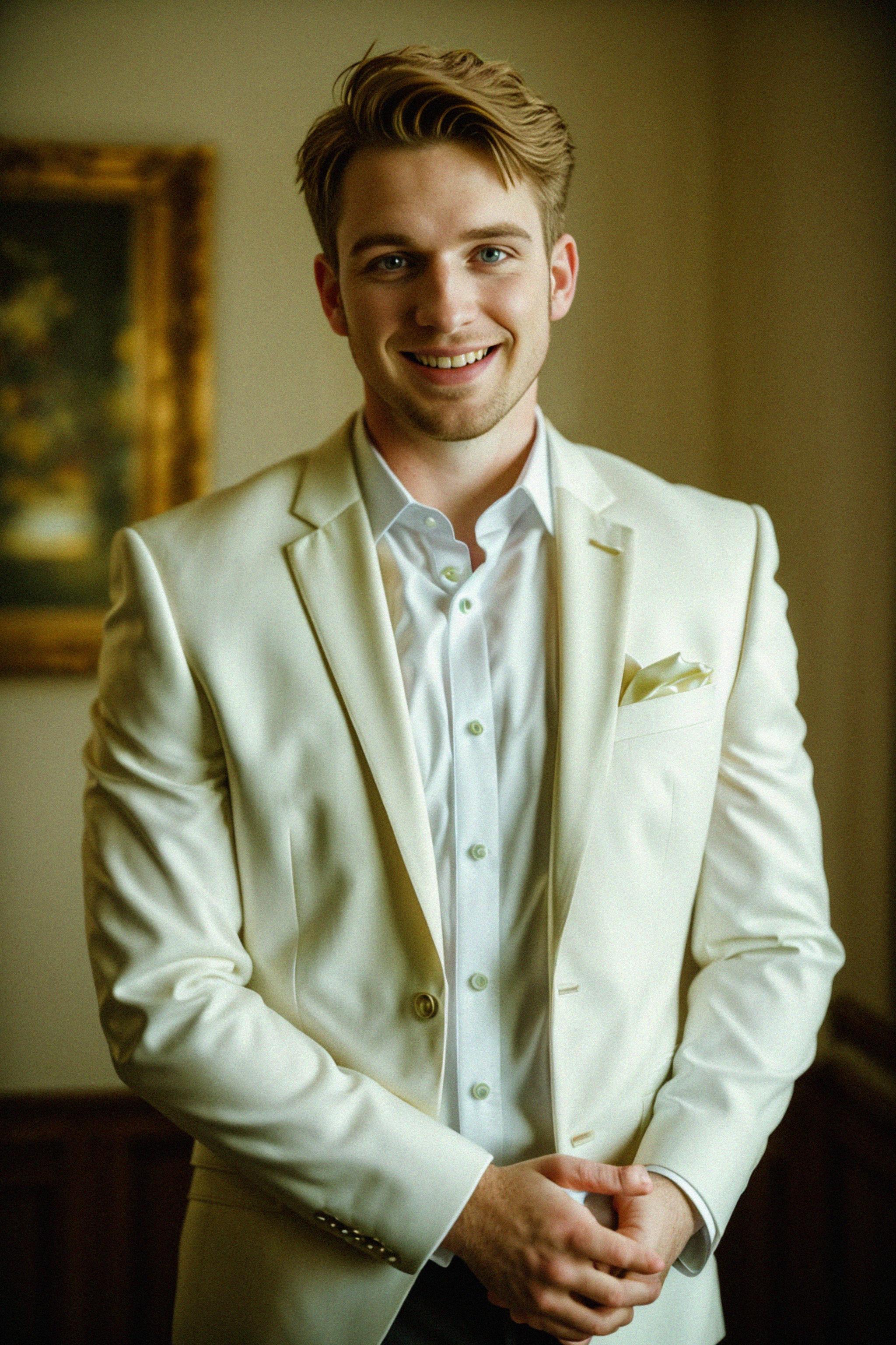 Smiling man in wedding photoshoot. bridal style. wedding style ...