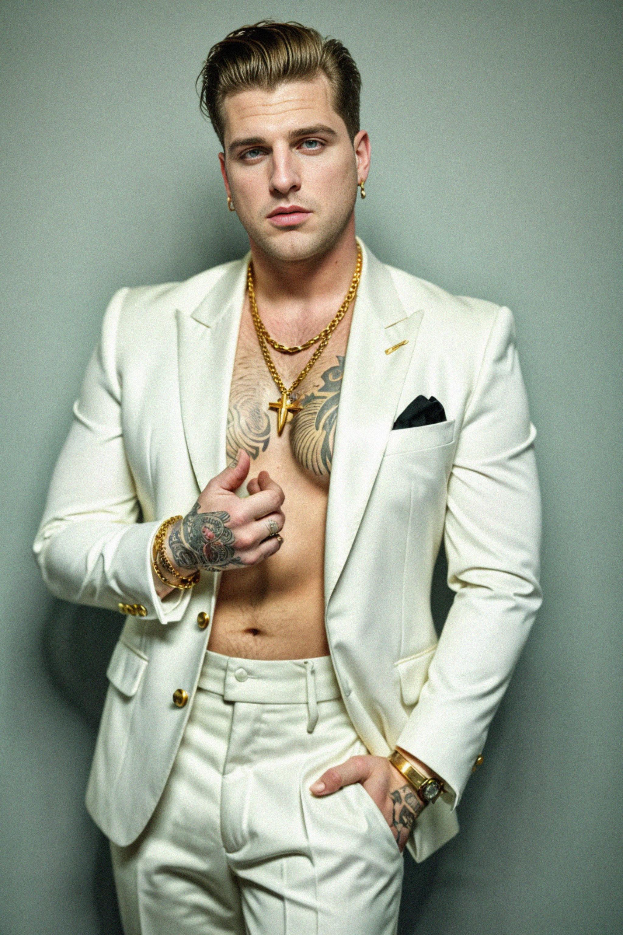 Beautiful man as a mobster, mafia, mafia outfit, tailored suits, chunky ...