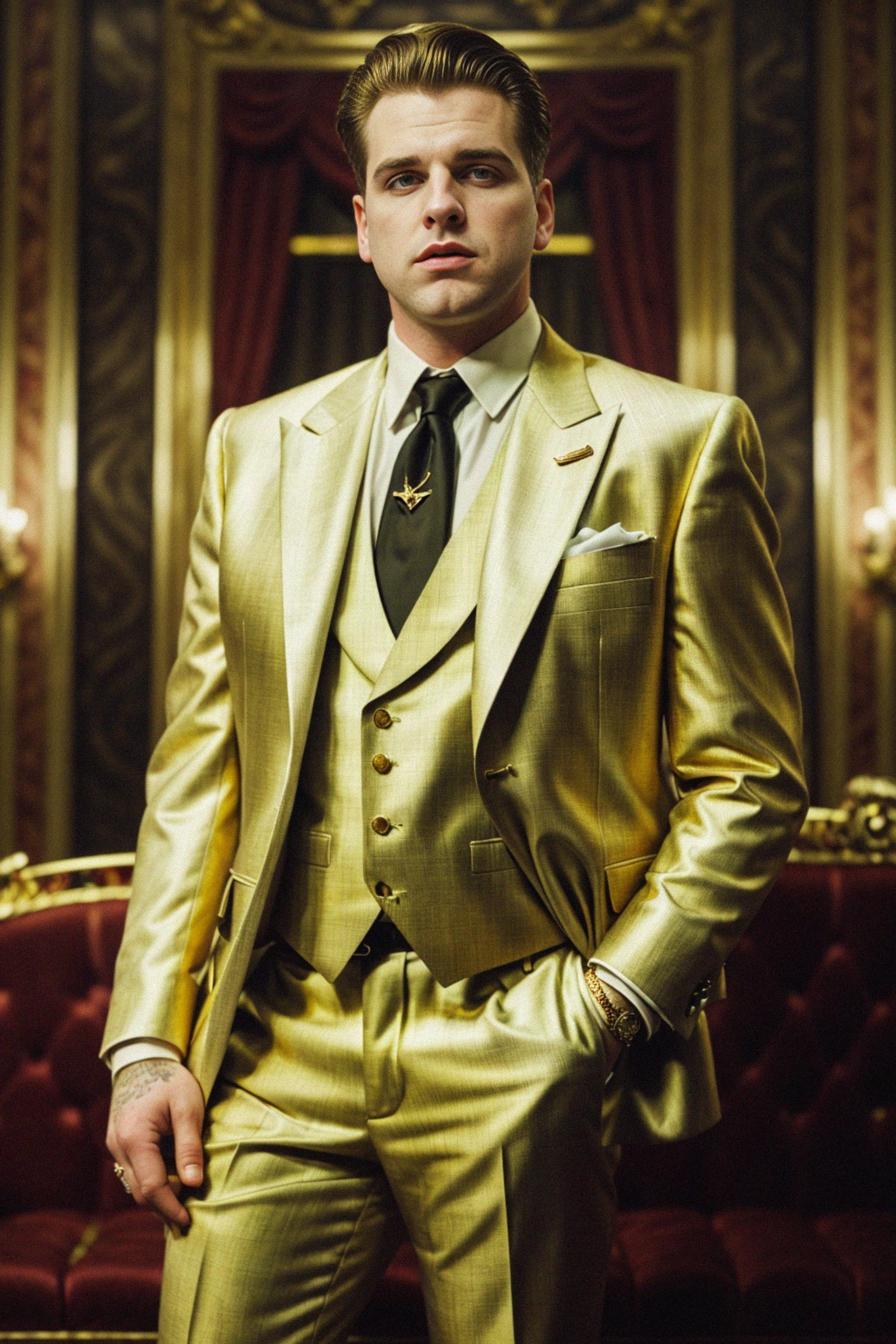 Beautiful man as a mobster, mafia, mafia outfit, tailored suits, chunky ...