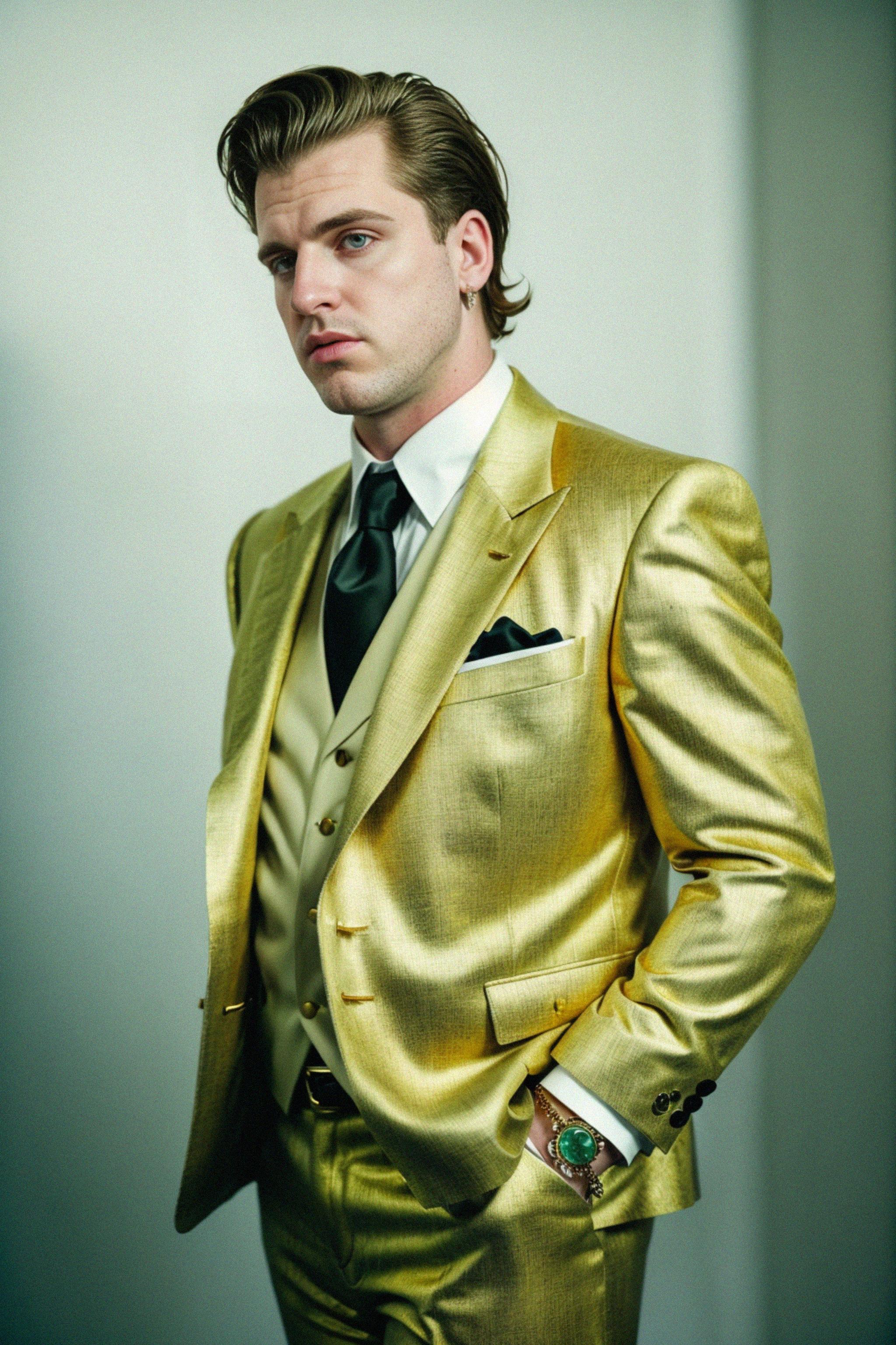 Beautiful man as a mobster, mafia, mafia outfit, tailored suits, chunky ...