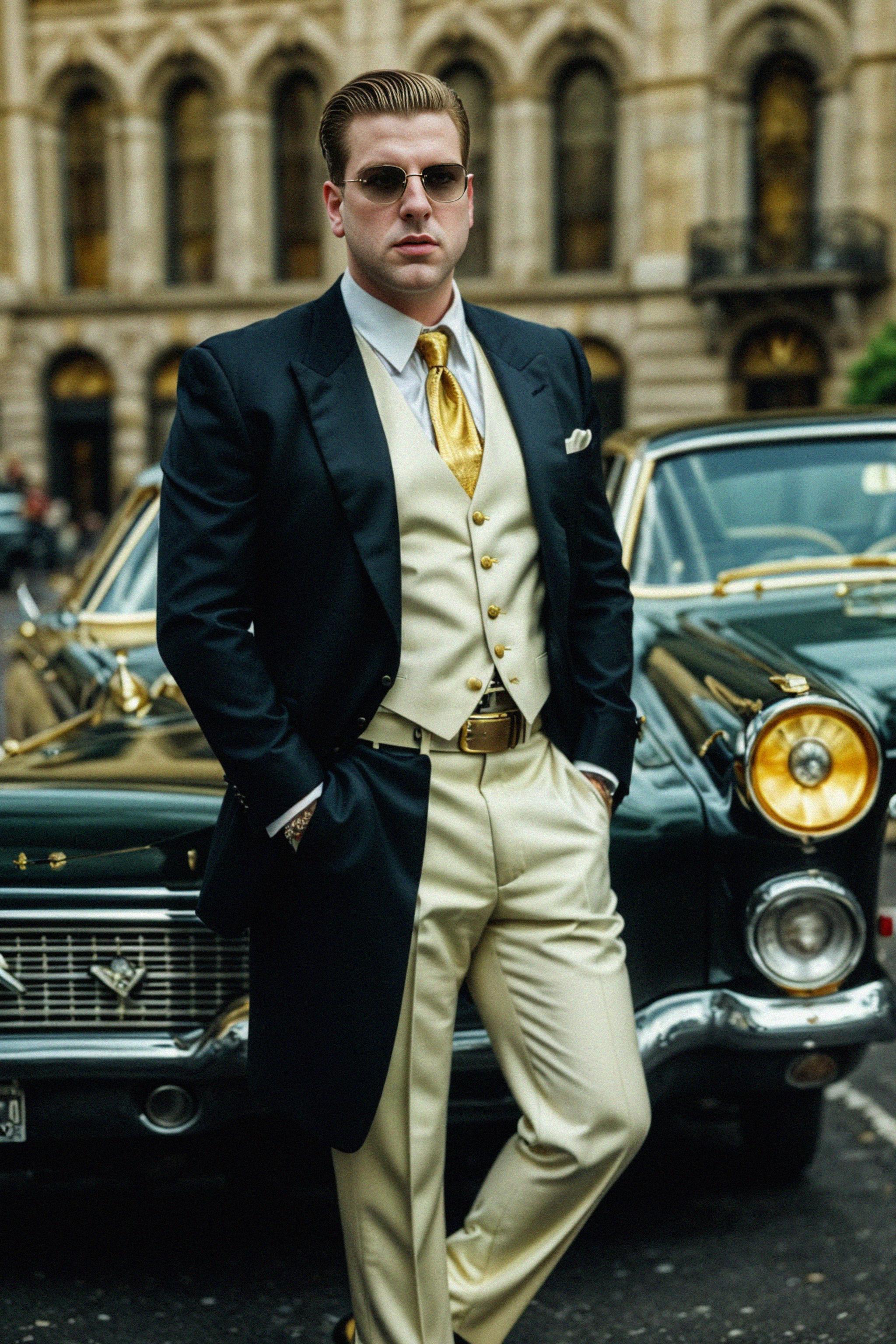 Beautiful man as a mobster, mafia, mafia outfit, tailored suits, chunky ...