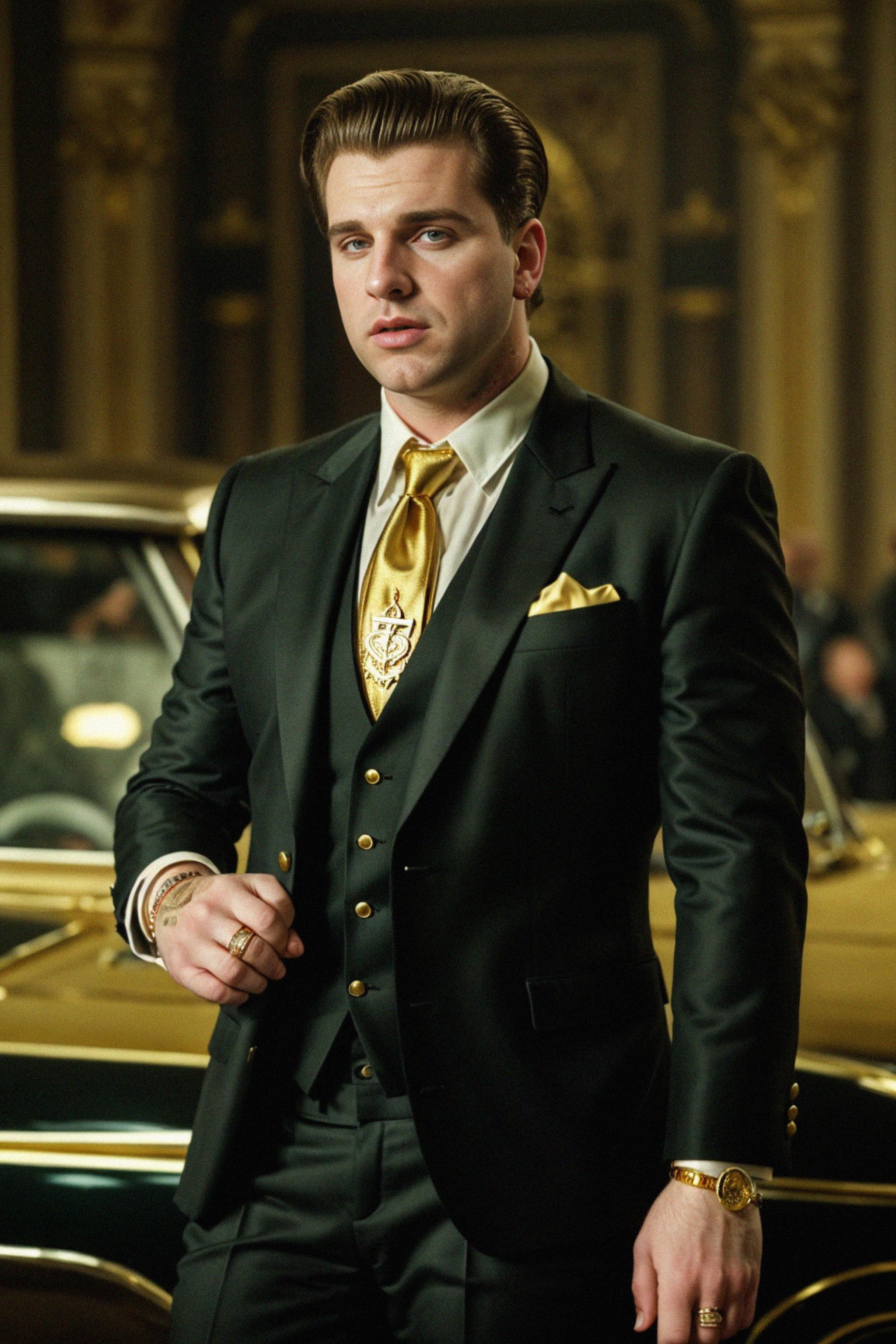 Beautiful man as a mobster, mafia, mafia outfit, tailored suits, chunky ...
