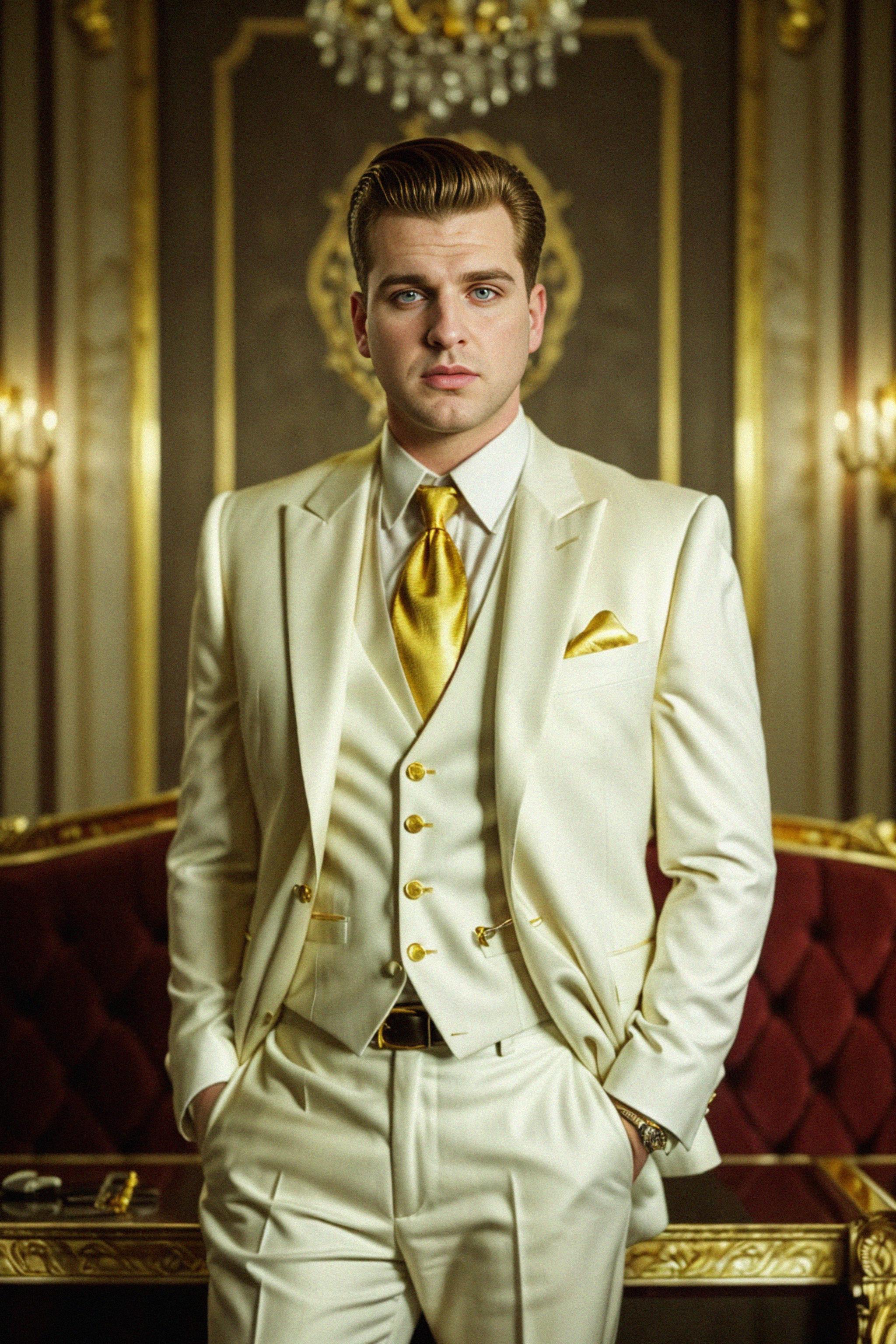 Beautiful man as a mobster, mafia, mafia outfit, tailored suits, chunky ...