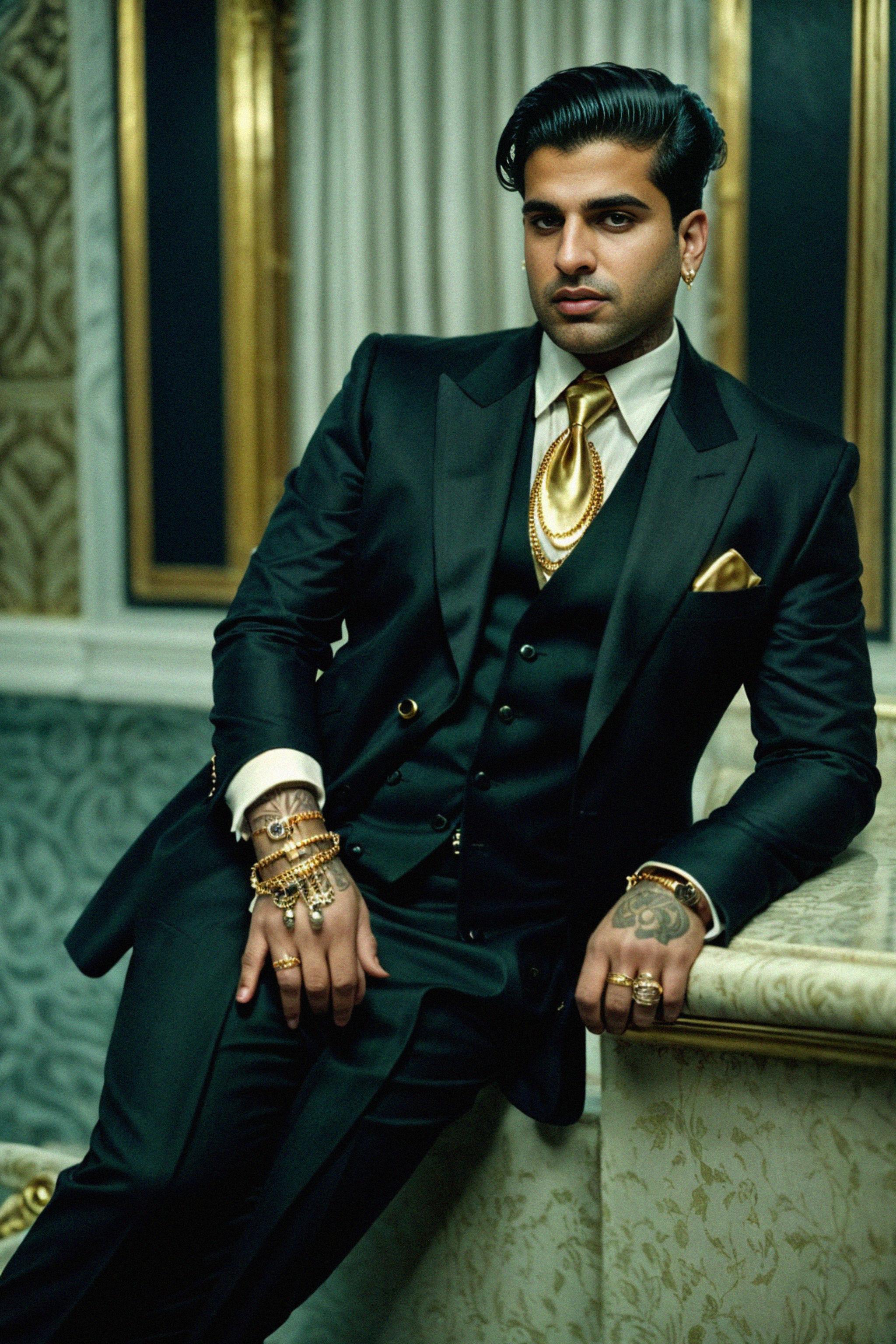 Beautiful man as a mobster, mafia, mafia outfit, tailored suits, chunky ...