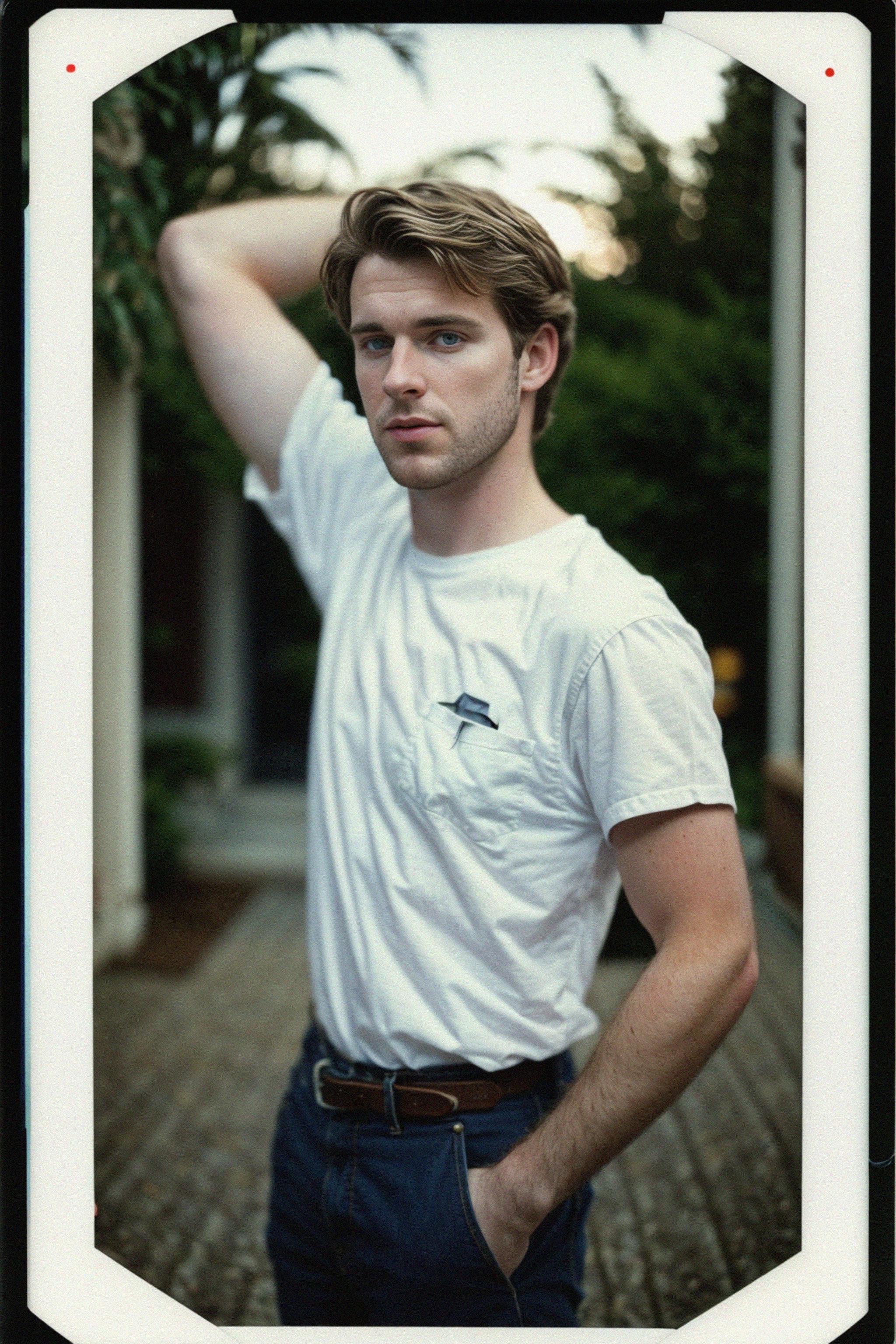 Man in polaroid classic photograph posing for photo outside - #7586012 ...
