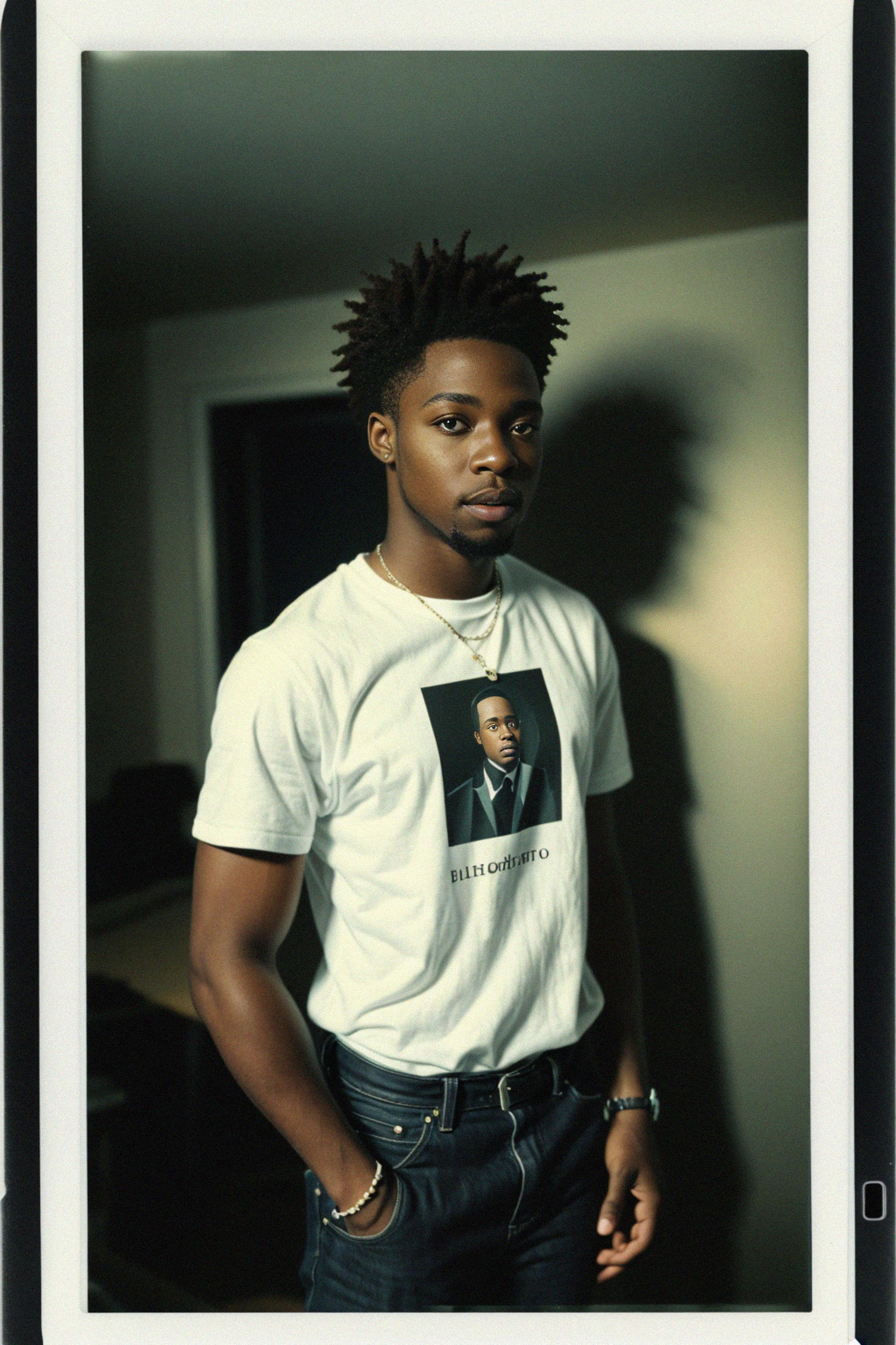 Man in polaroid classic photograph posing for photo indoors - #7586149 ...