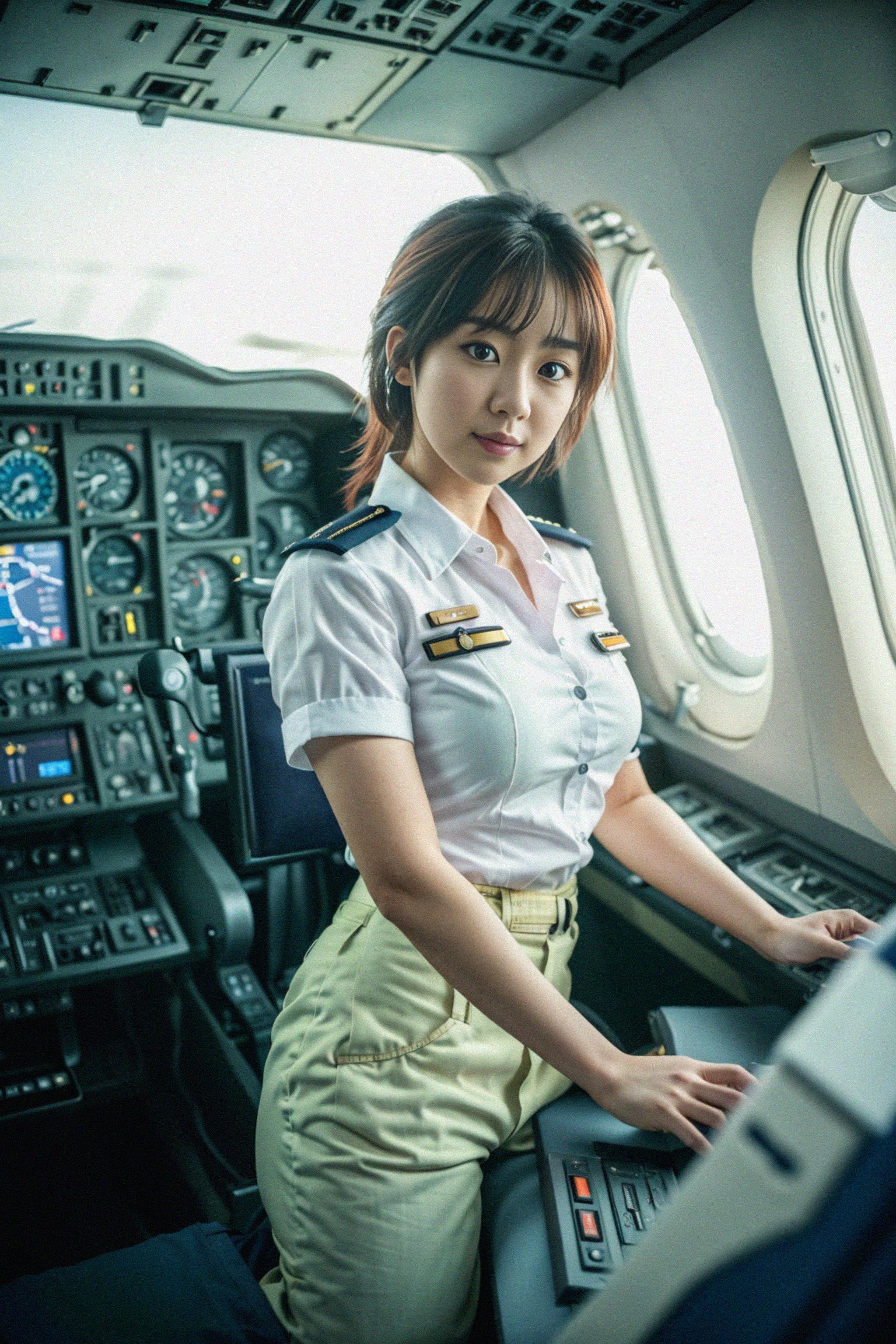 Man as a Airline Pilot inside the Cockpit with white shirt Pilot ...