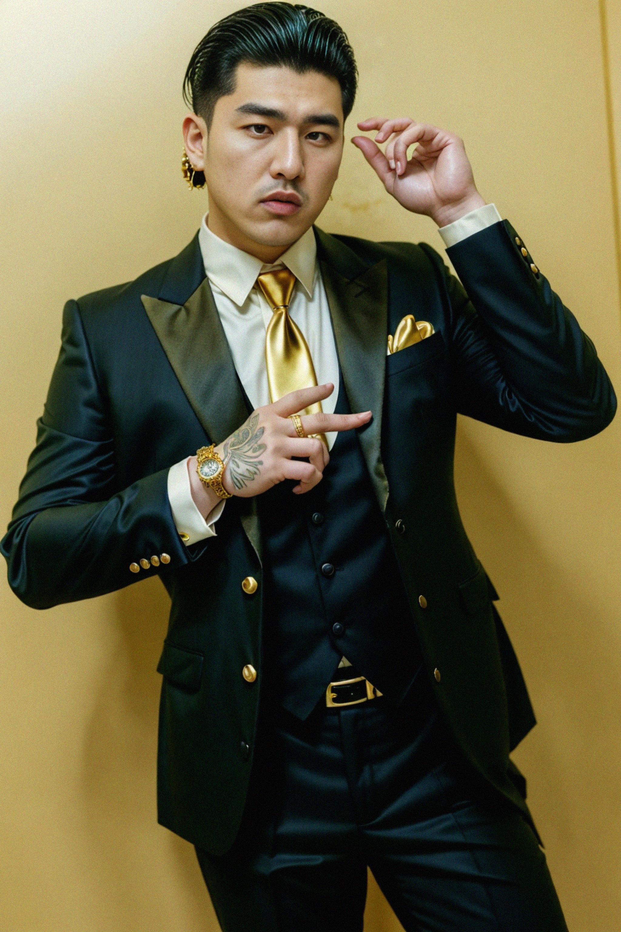 Beautiful man as a mobster, mafia, mafia outfit, tailored suits, chunky ...