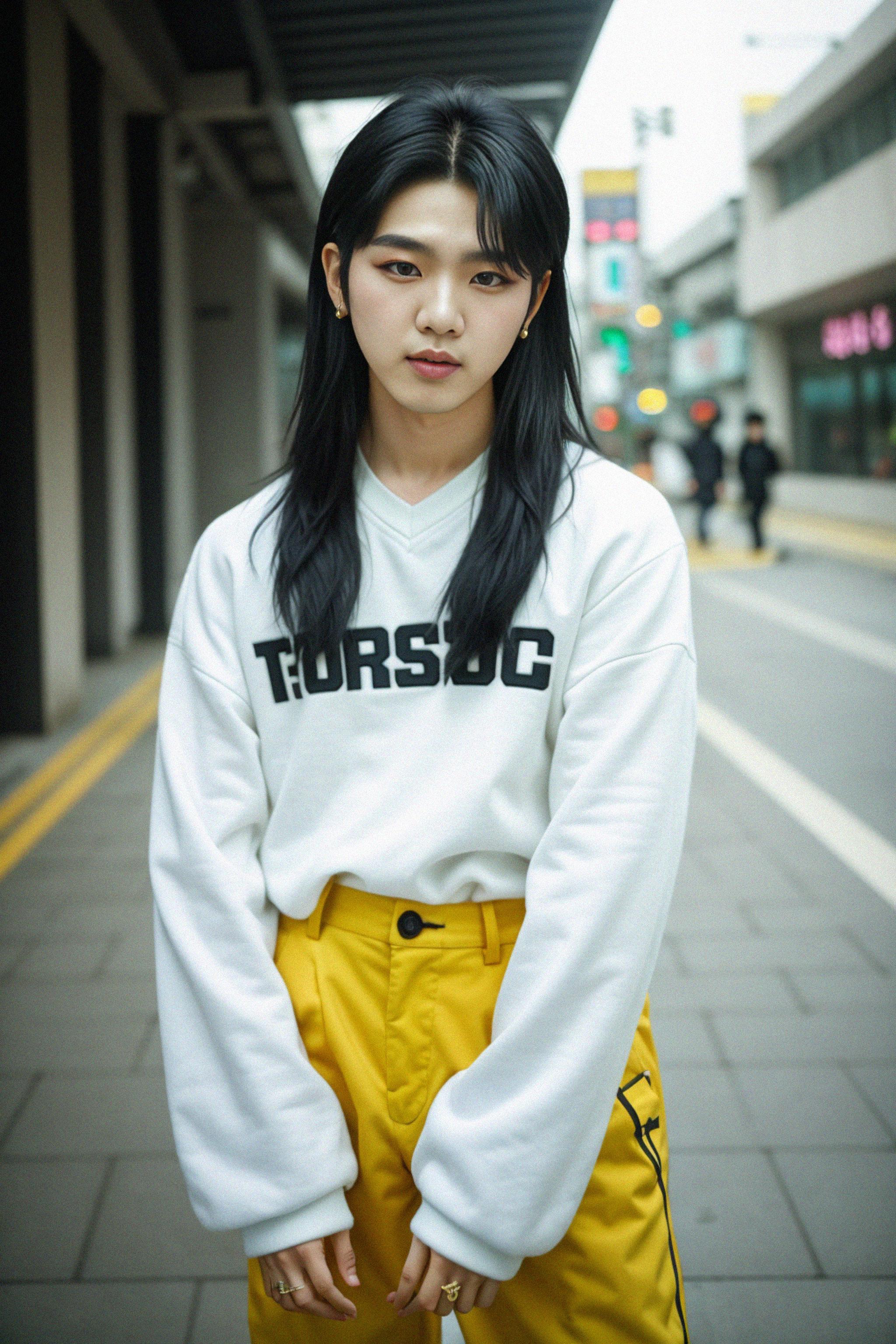 Korean man (with black hair) (as korean kpop k-pop idol) posing for ...