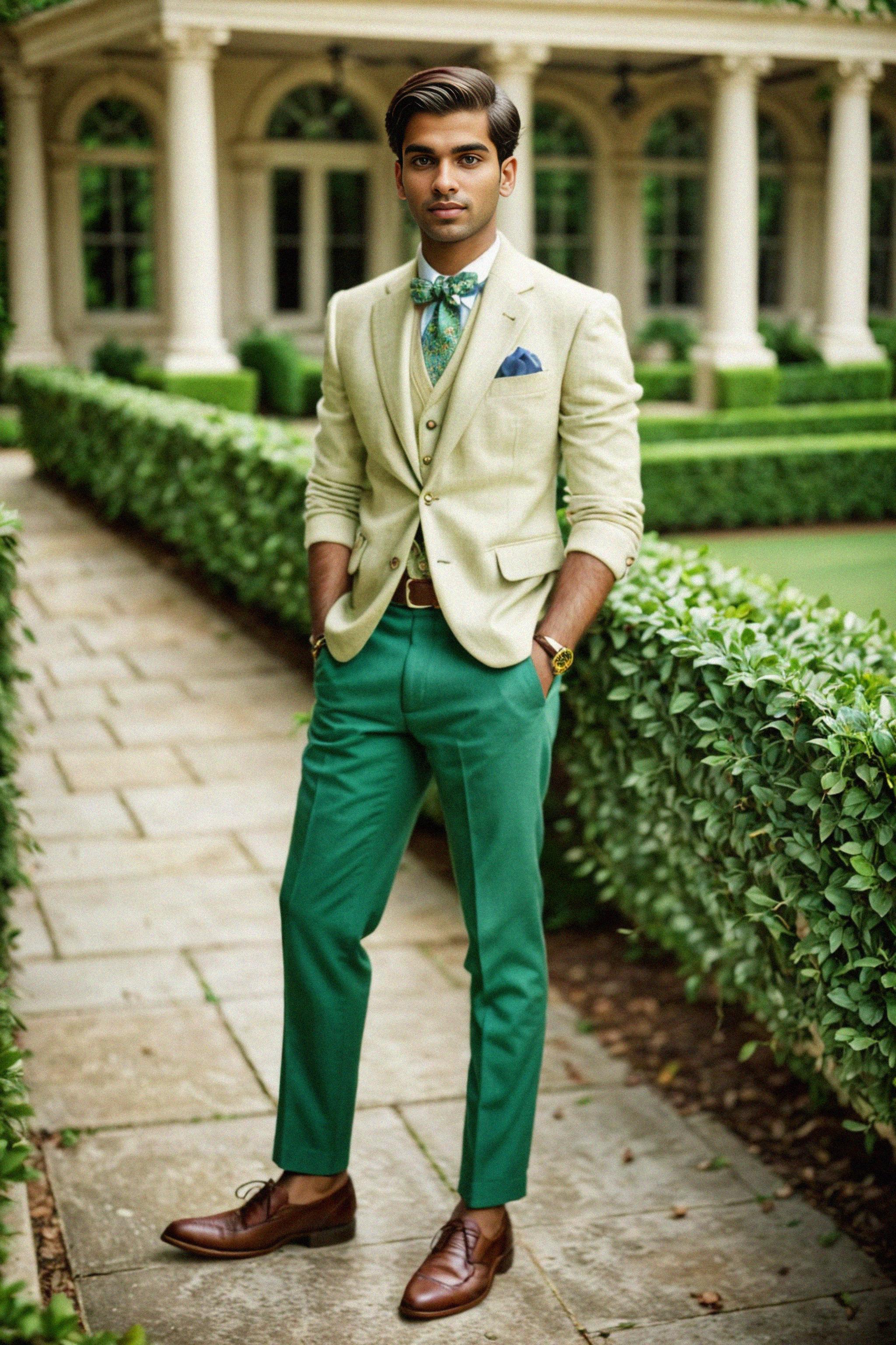 A man in preppy style, old money aesthetic, posh style, elite school ...