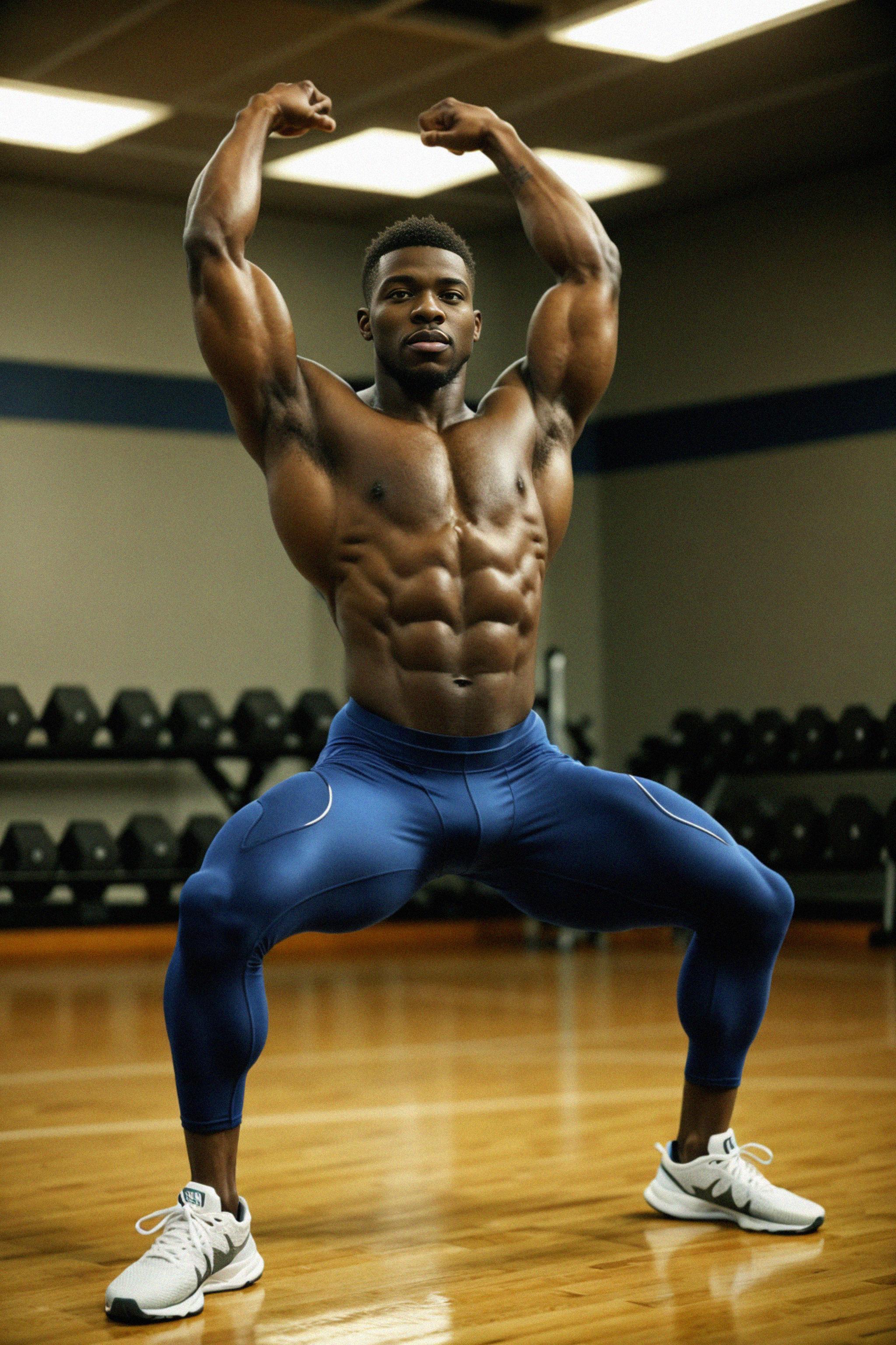 Masculine man stretching in the gym, showing flexibility and care for ...