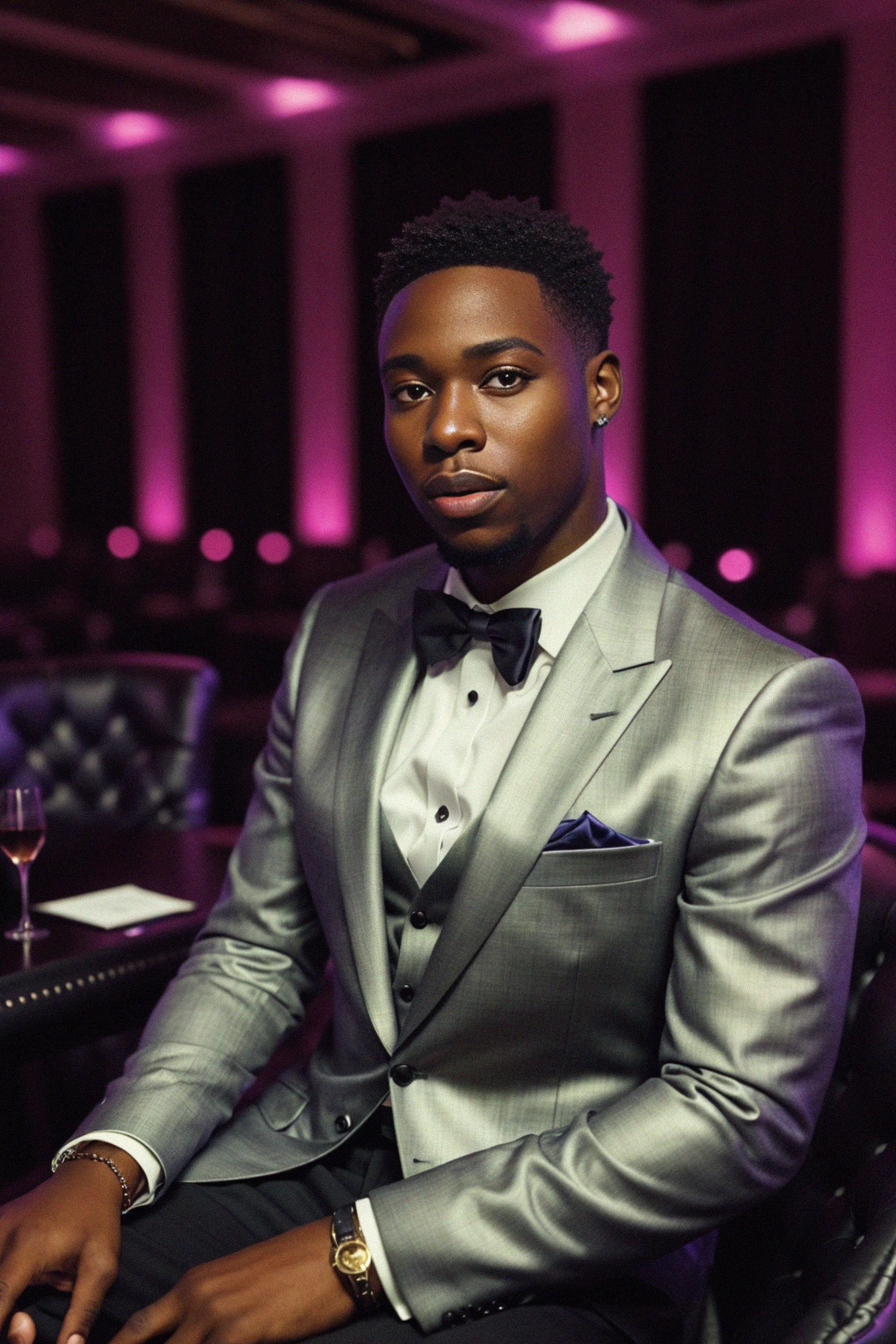 Man in a VIP section of a nightclub, embodying the essence of luxury ...