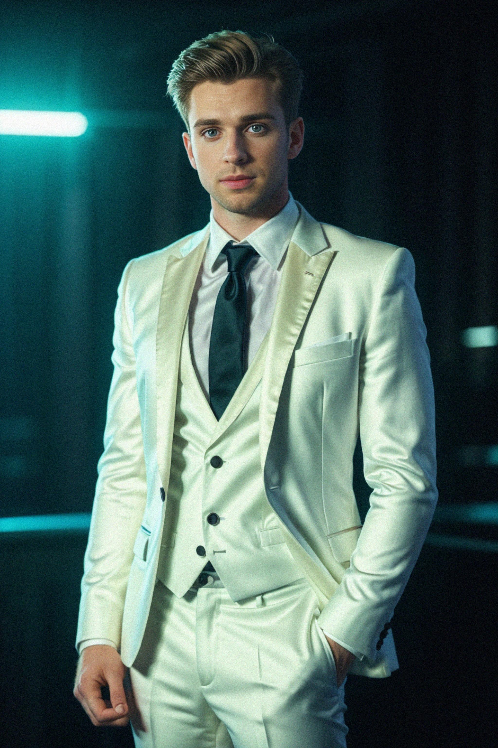 A man wearing silk suit] in night club, instagram photo, instagram, fit ...