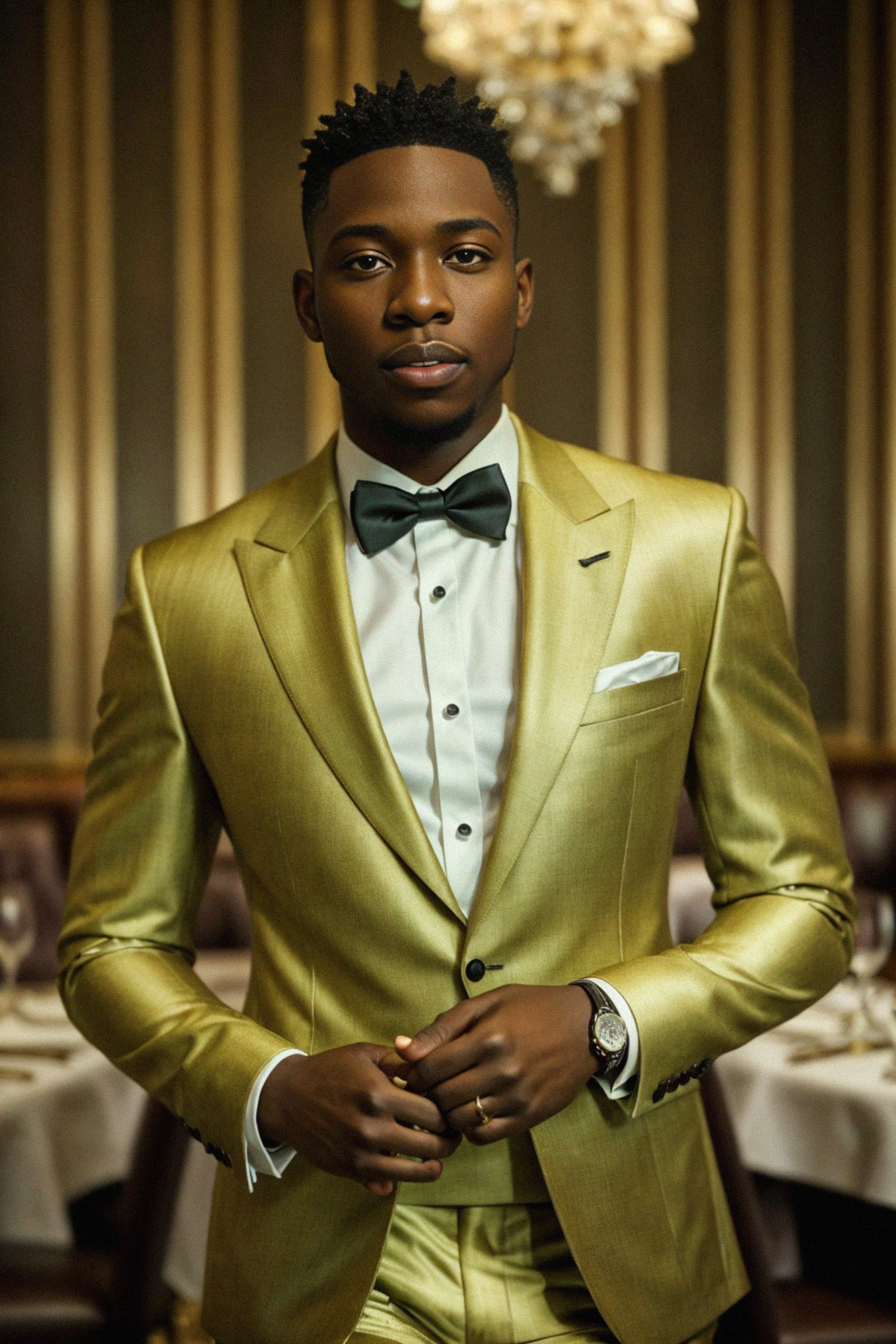 A man wearing luxurious suit in luxury restaurant, instagram photo ...