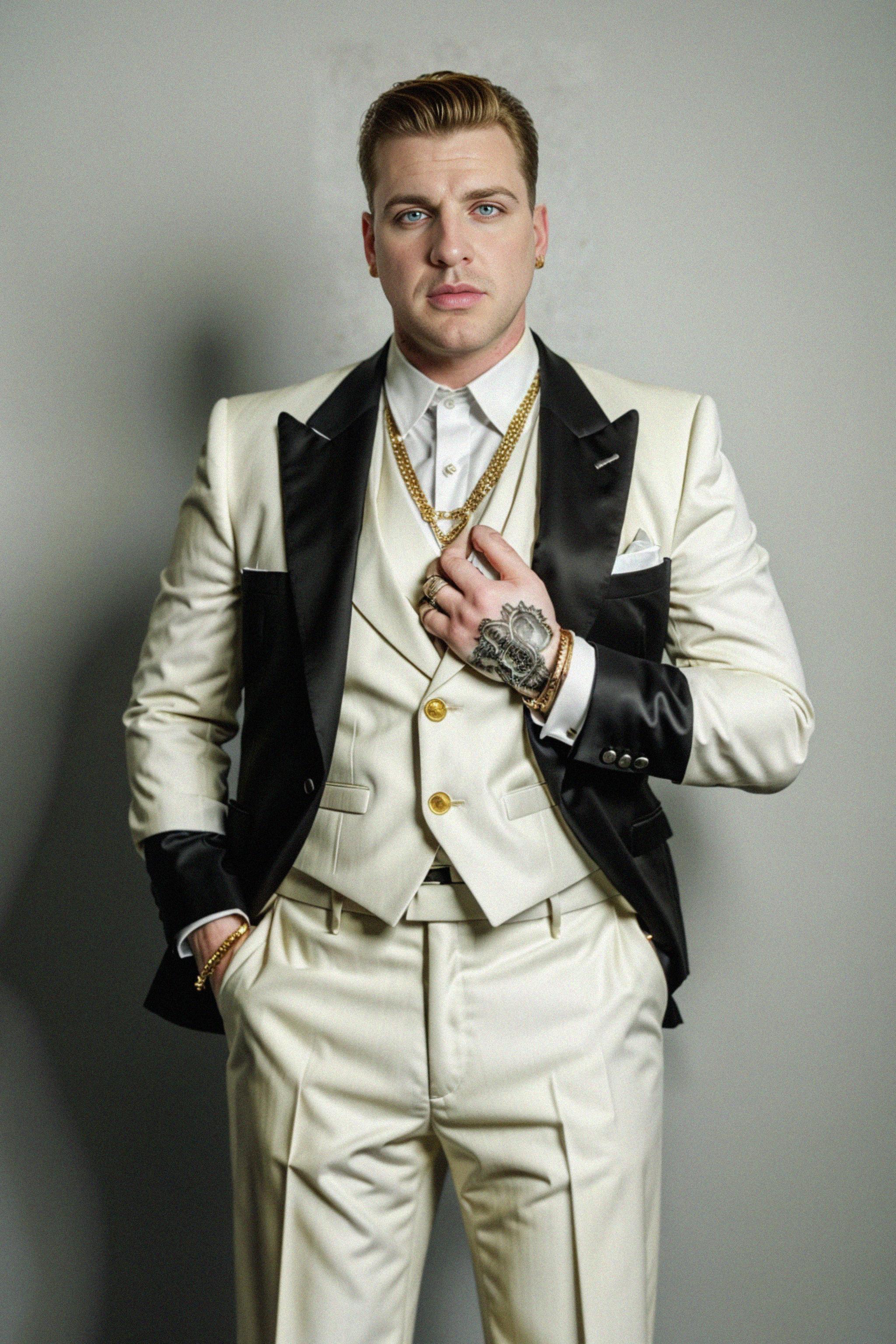 Beautiful man as a mobster, mafia, mafia outfit, tailored suits, chunky ...