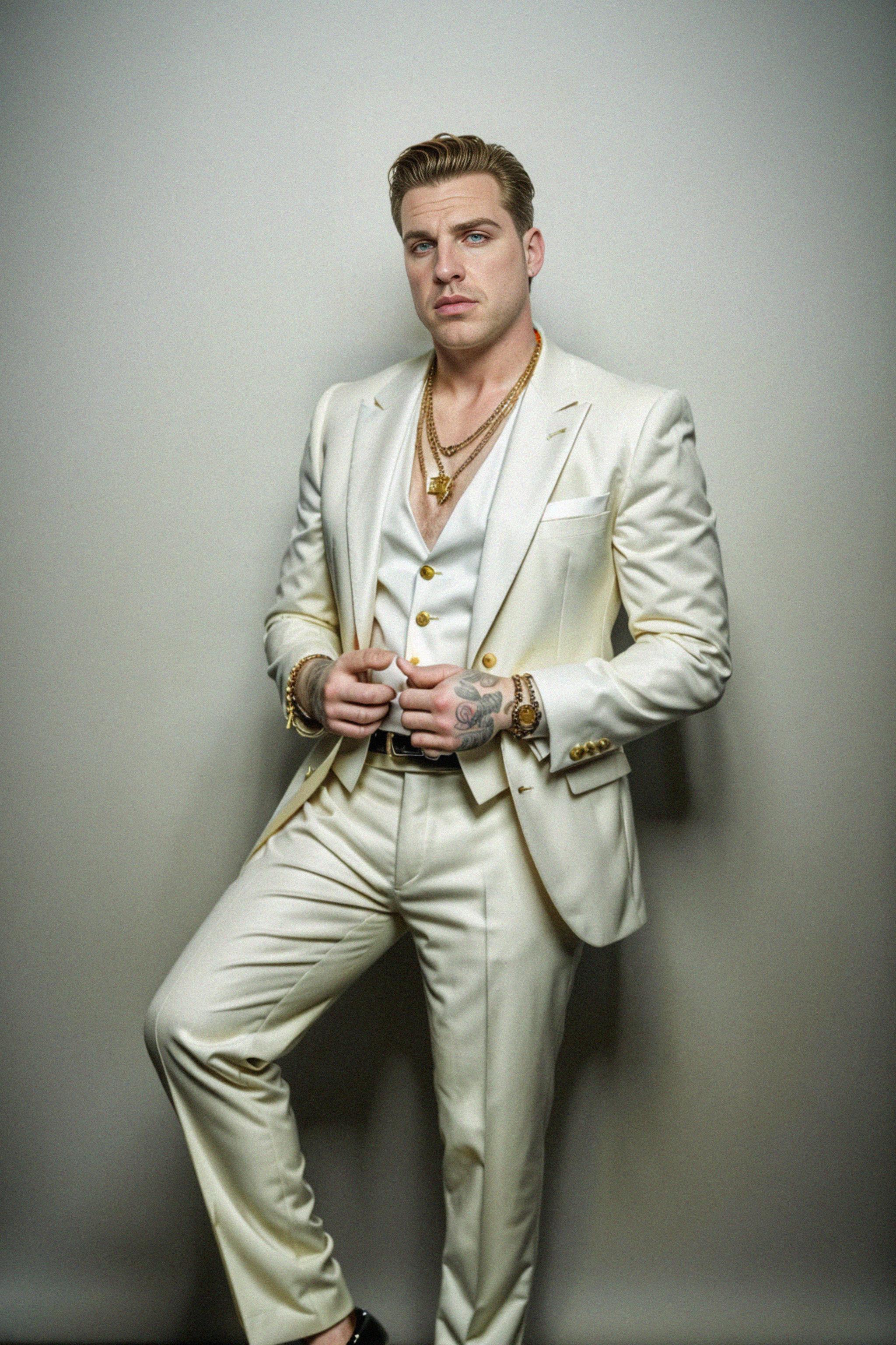 Beautiful man as a mobster, mafia, mafia outfit, tailored suits, chunky ...