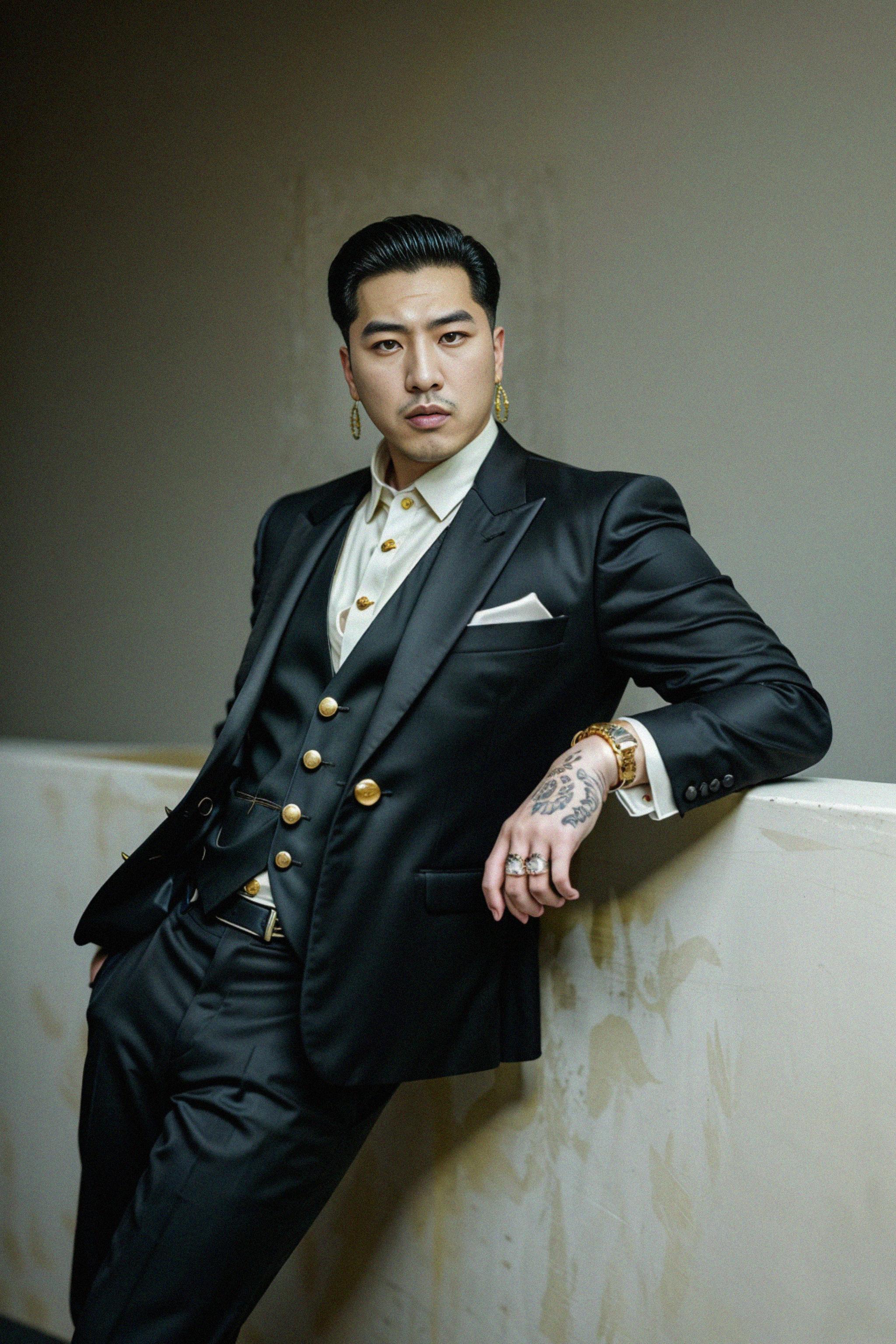 Beautiful man as a mobster, mafia, mafia outfit, tailored suits, chunky ...