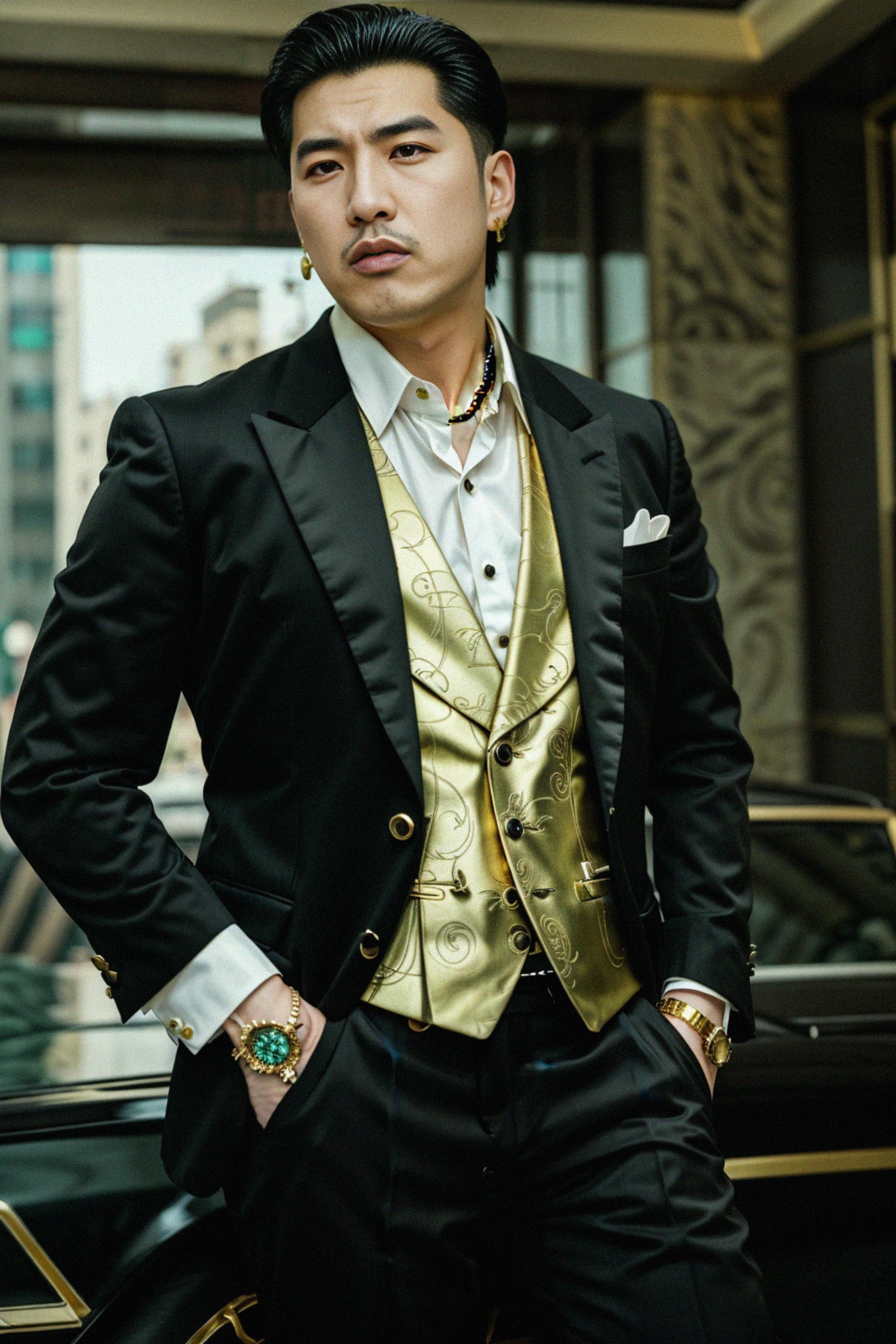 Beautiful man as a mobster, mafia, mafia outfit, tailored suits, chunky ...