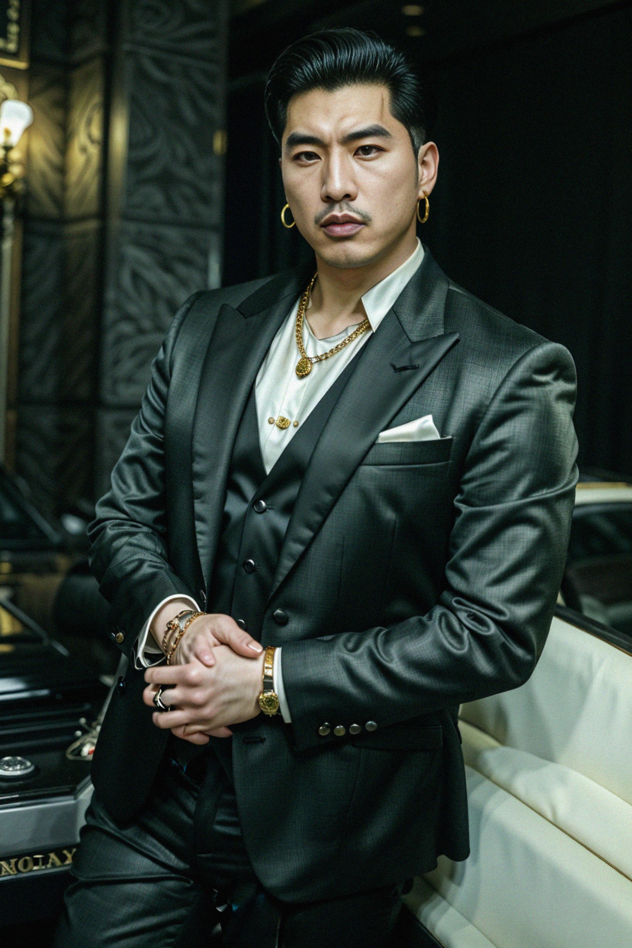 Beautiful man as a mobster, mafia, mafia outfit, tailored suits, chunky ...