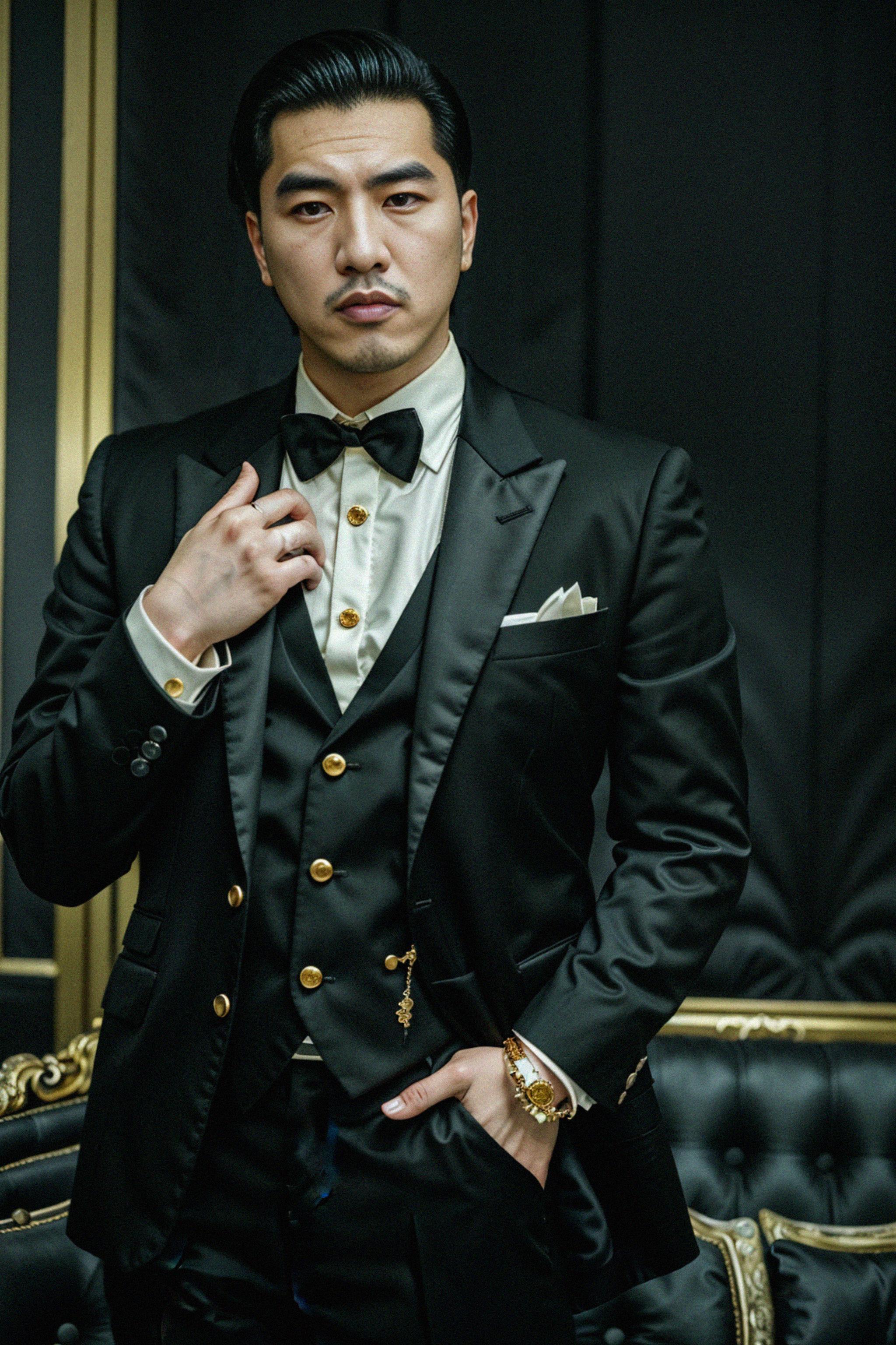 Beautiful man as a mobster, mafia, mafia outfit, tailored suits, chunky ...