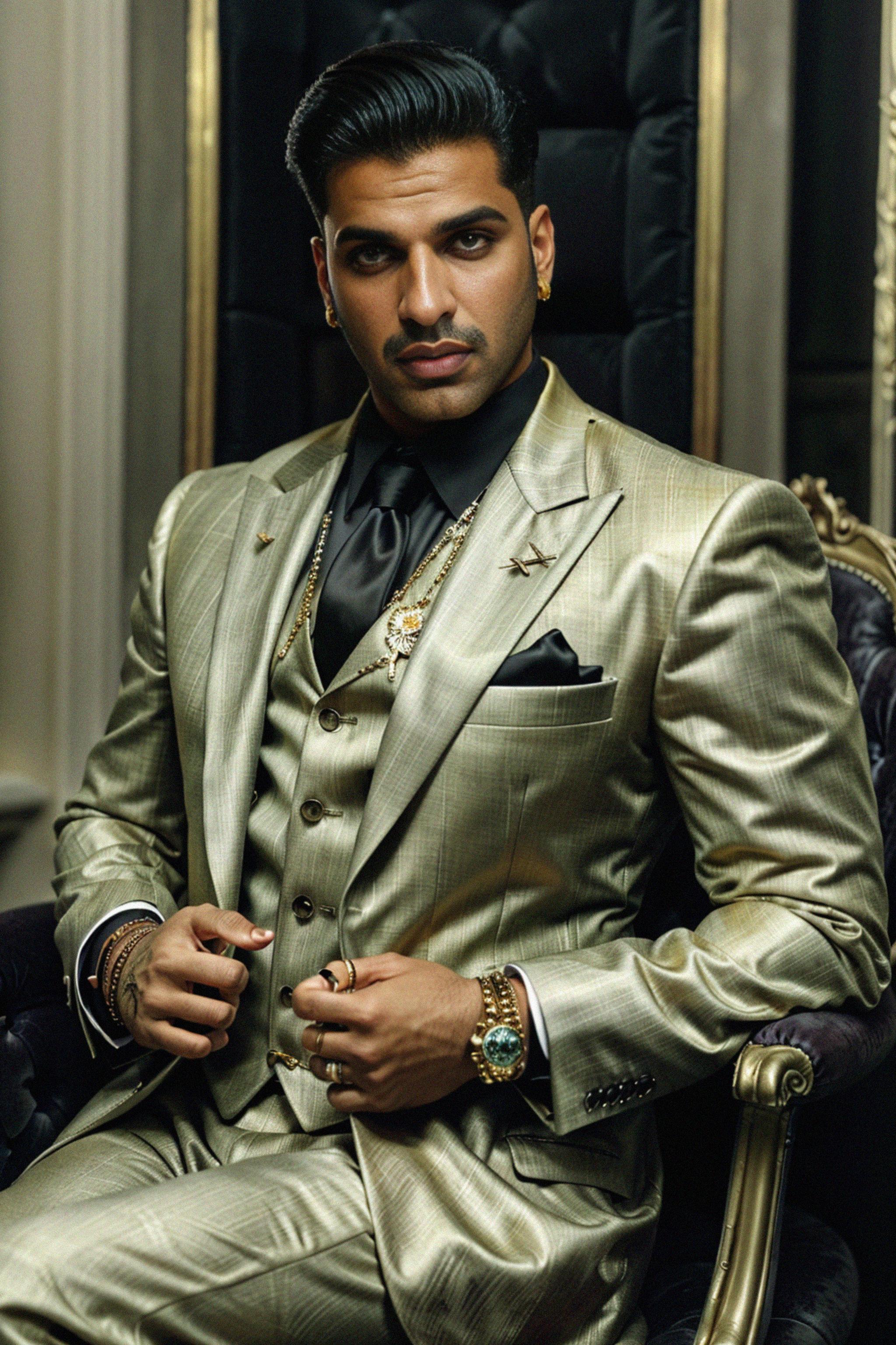 Beautiful man as a mobster, mafia, mafia outfit, tailored suits, chunky ...