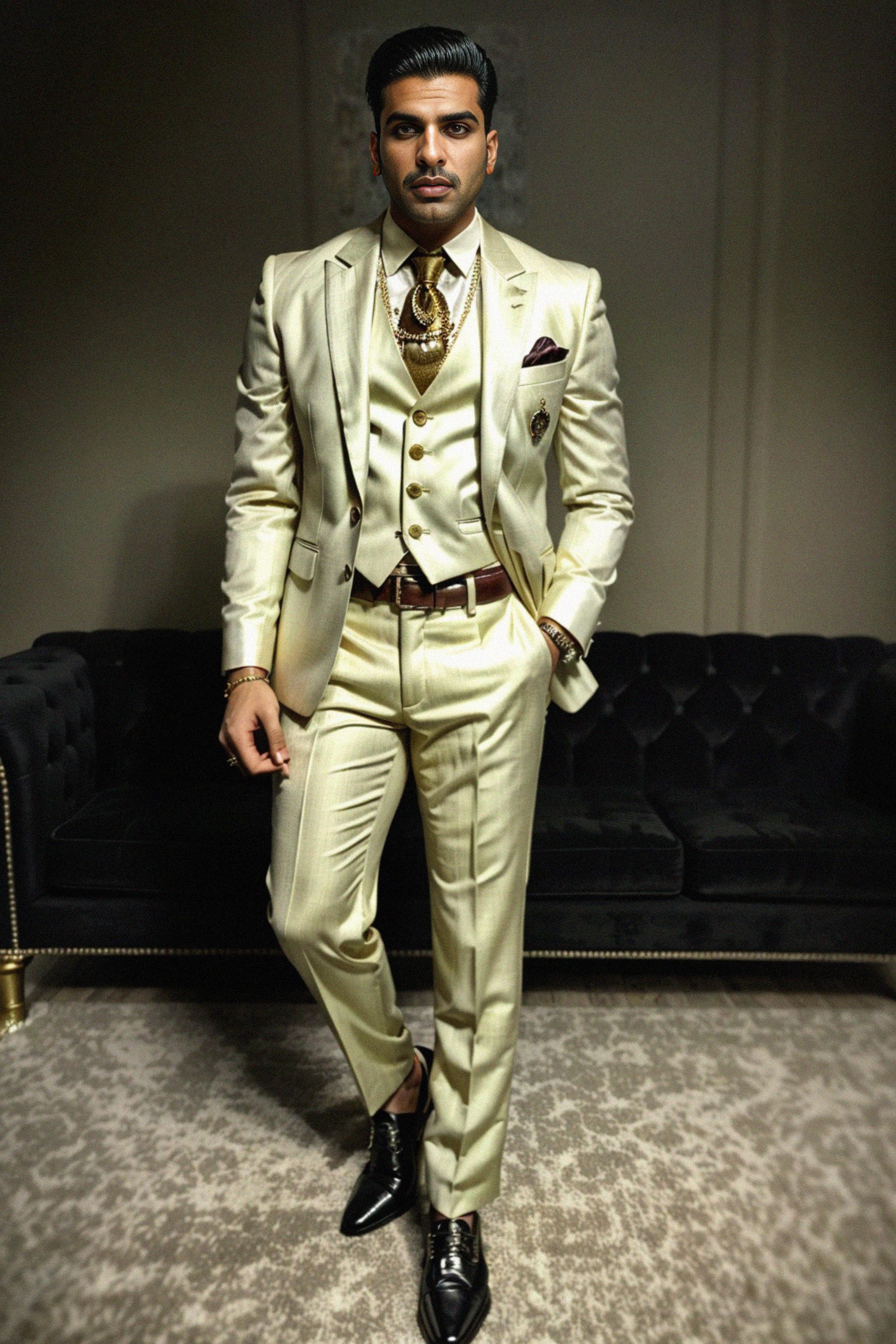 Beautiful man as a mobster, mafia, mafia outfit, tailored suits, chunky ...