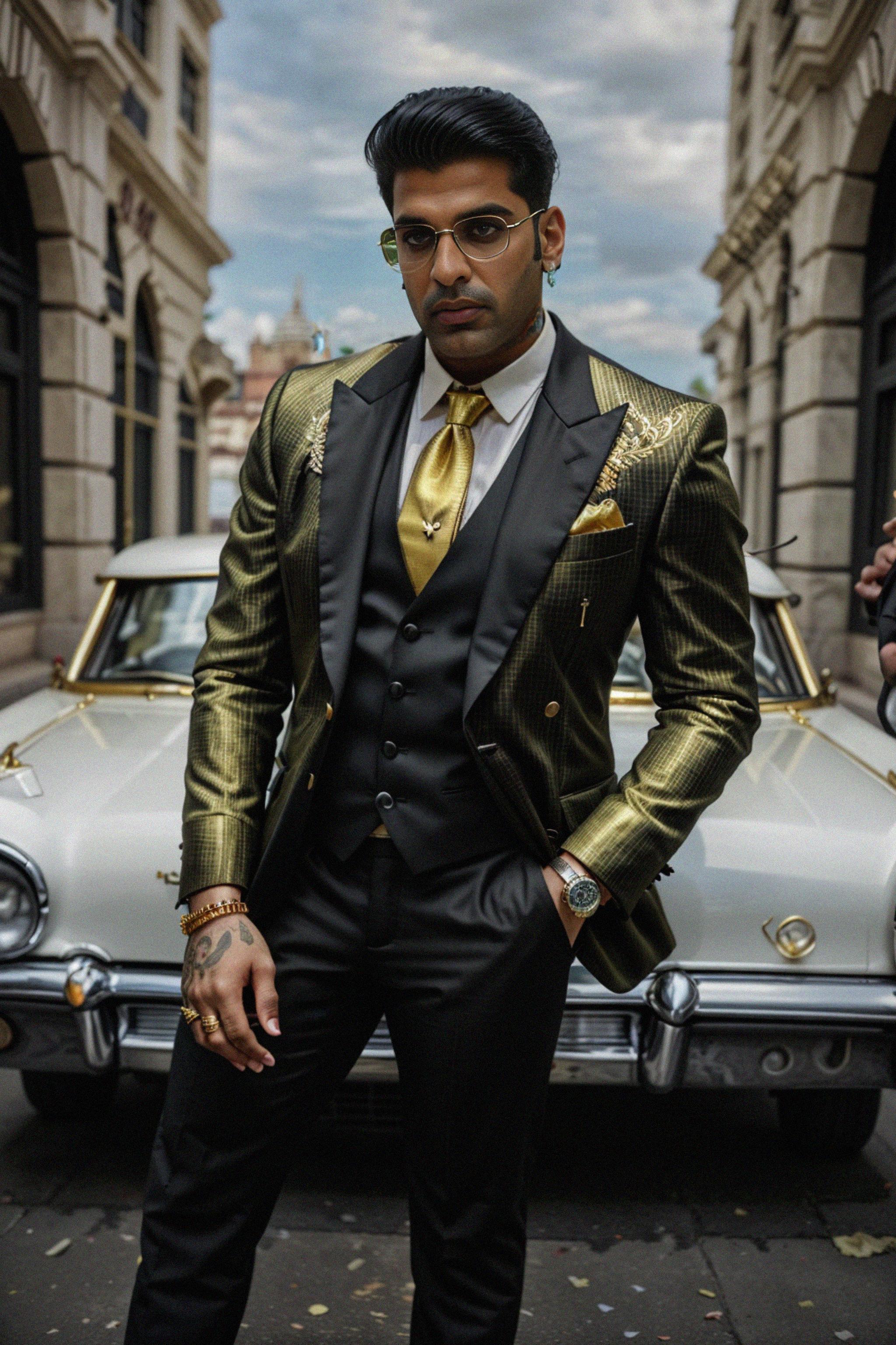 Beautiful man as a mobster, mafia, mafia outfit, tailored suits, chunky ...