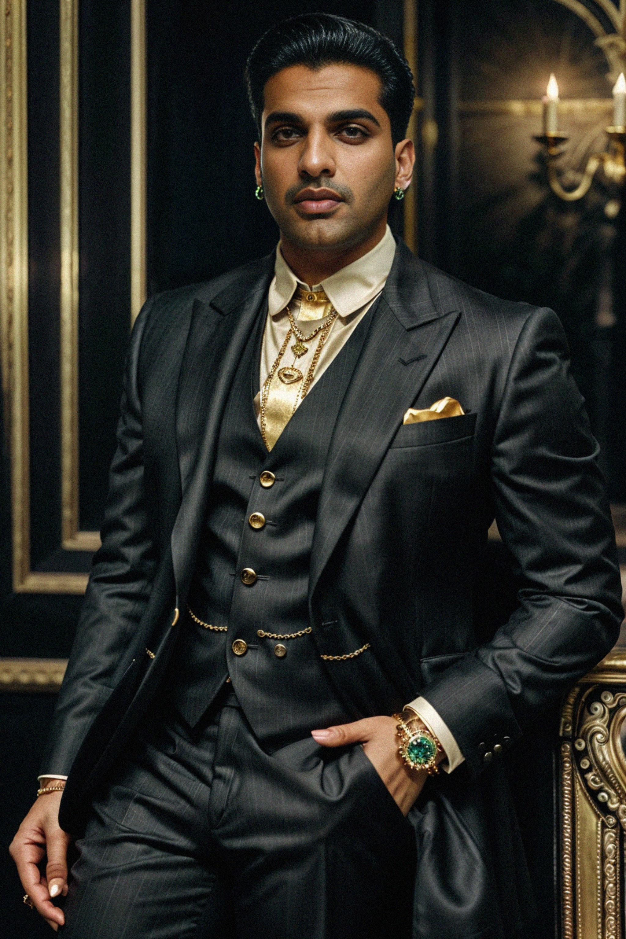 Beautiful man as a mobster, mafia, mafia outfit, tailored suits, chunky ...