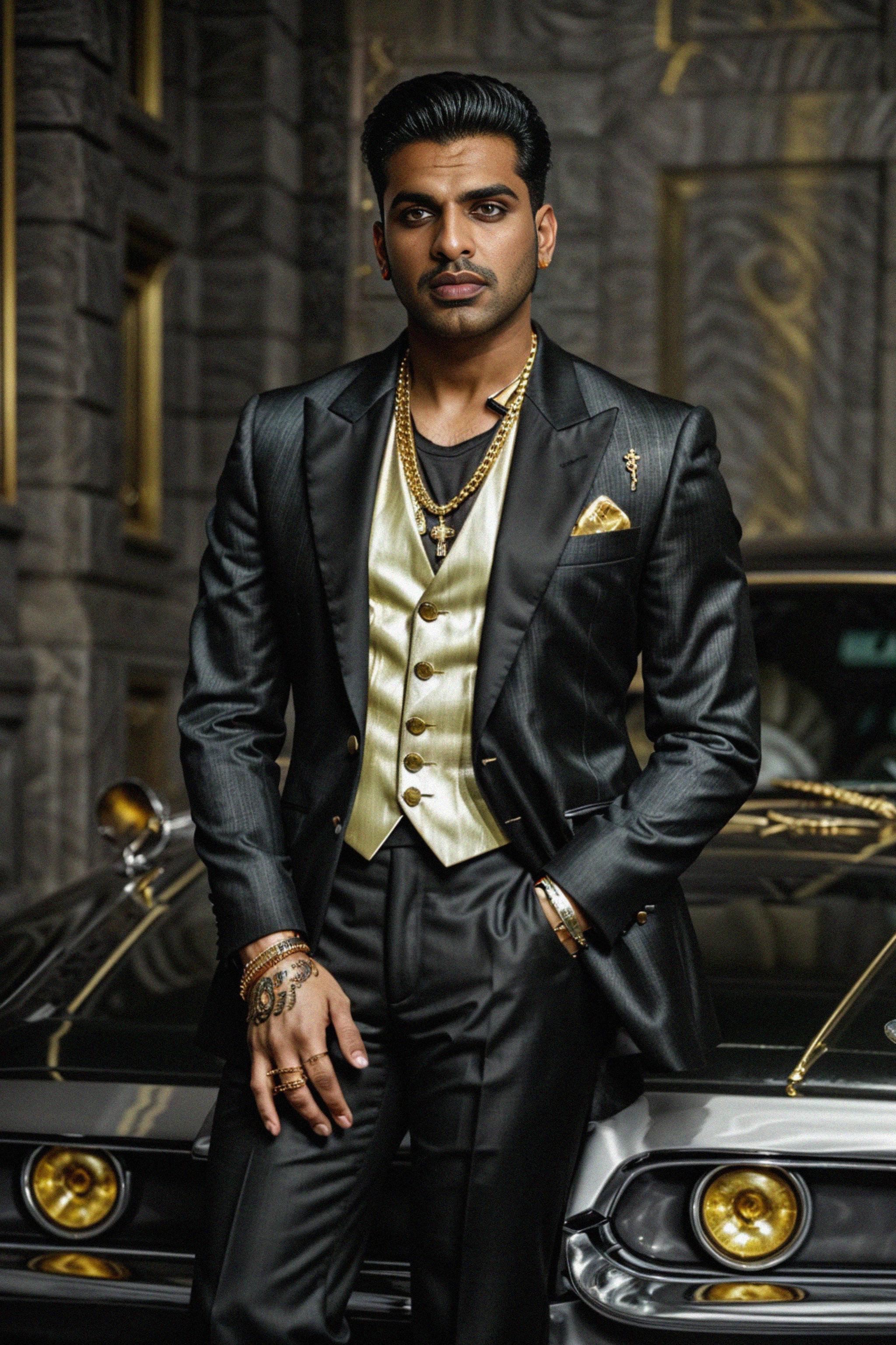 Beautiful man as a mobster, mafia, mafia outfit, tailored suits, chunky ...