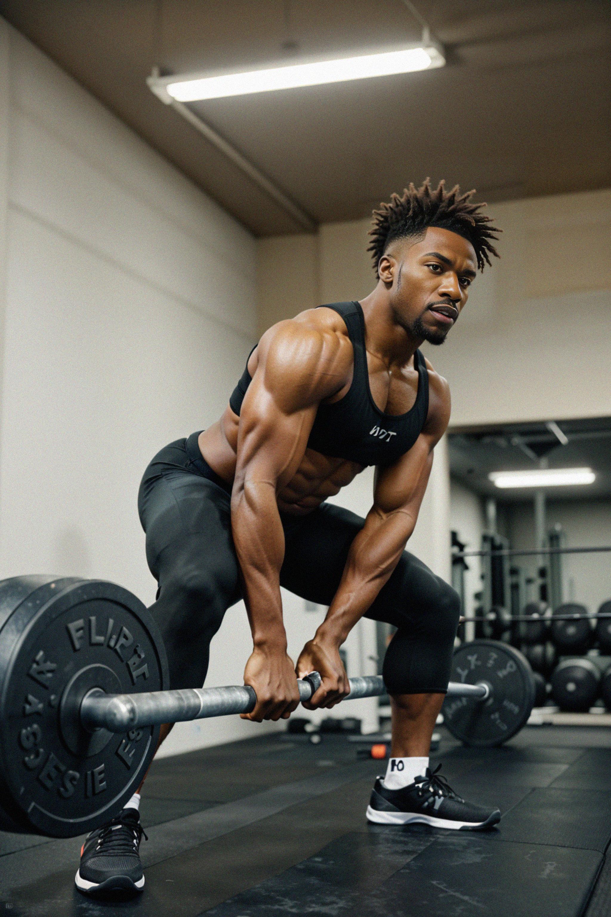 A fit male man as fitness influencer executing a deadlift with perfect ...