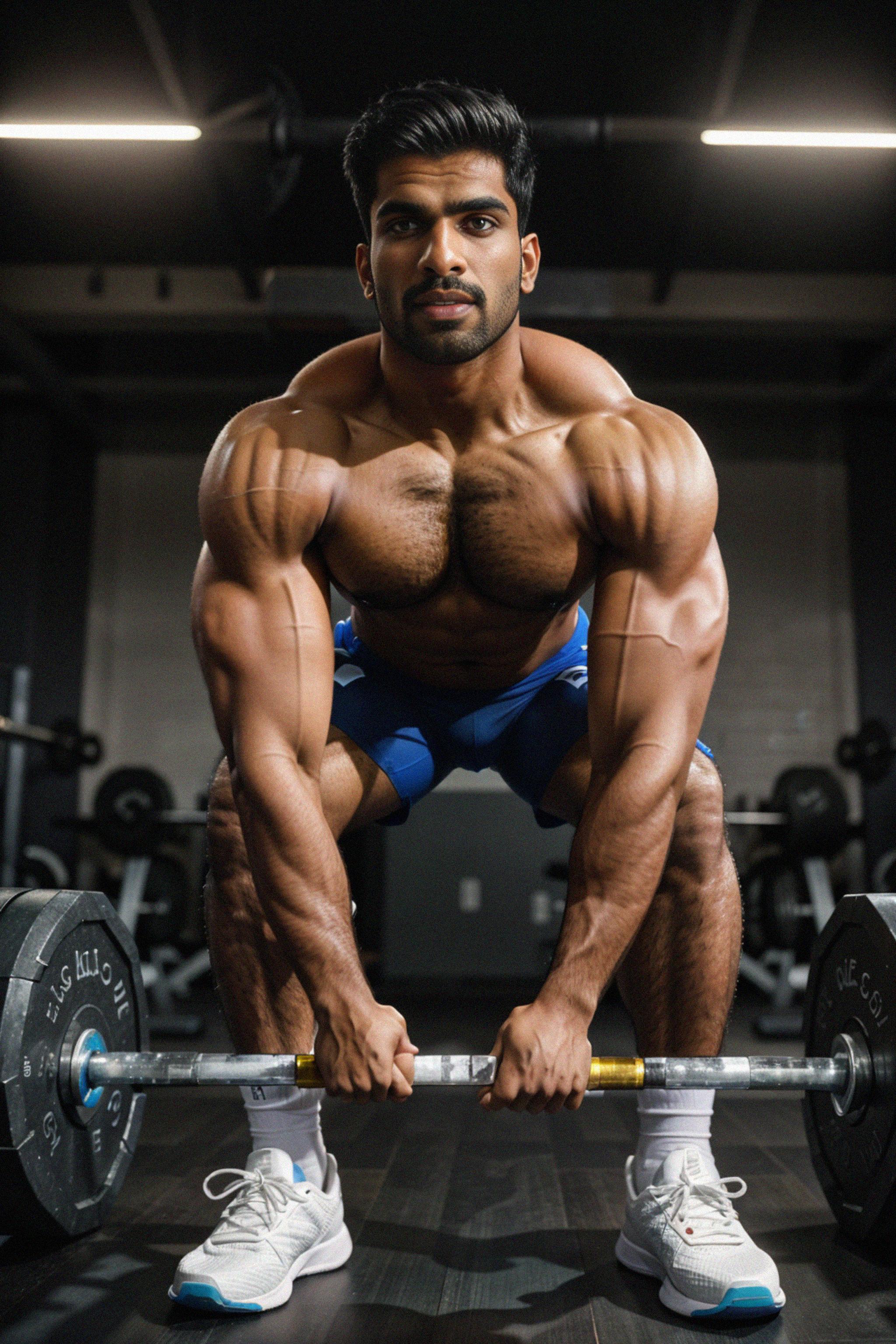 A fit male man as fitness influencer executing a deadlift with perfect ...