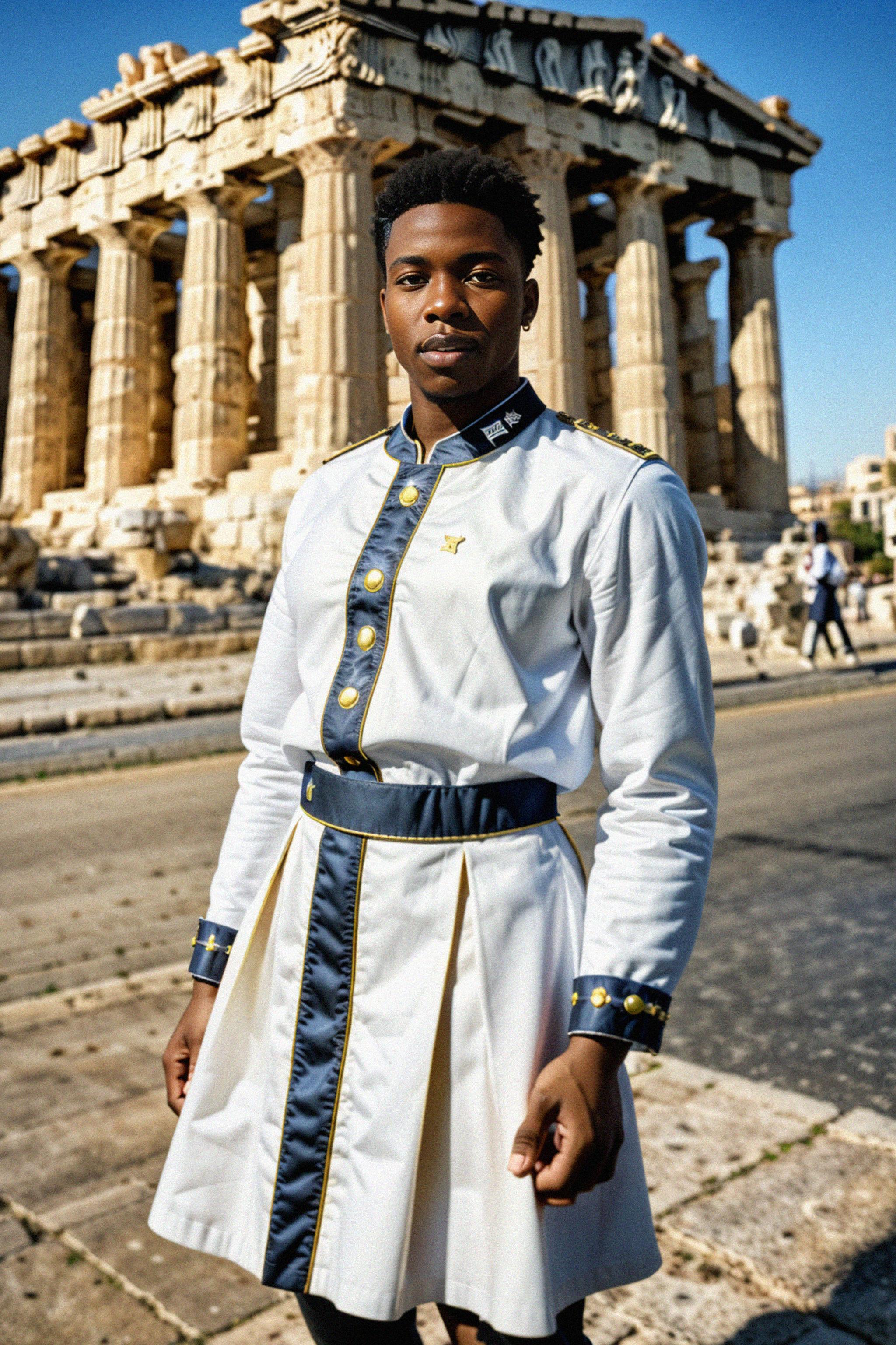 Impressive and traditional man in Athens wearing a traditional Evzone ...