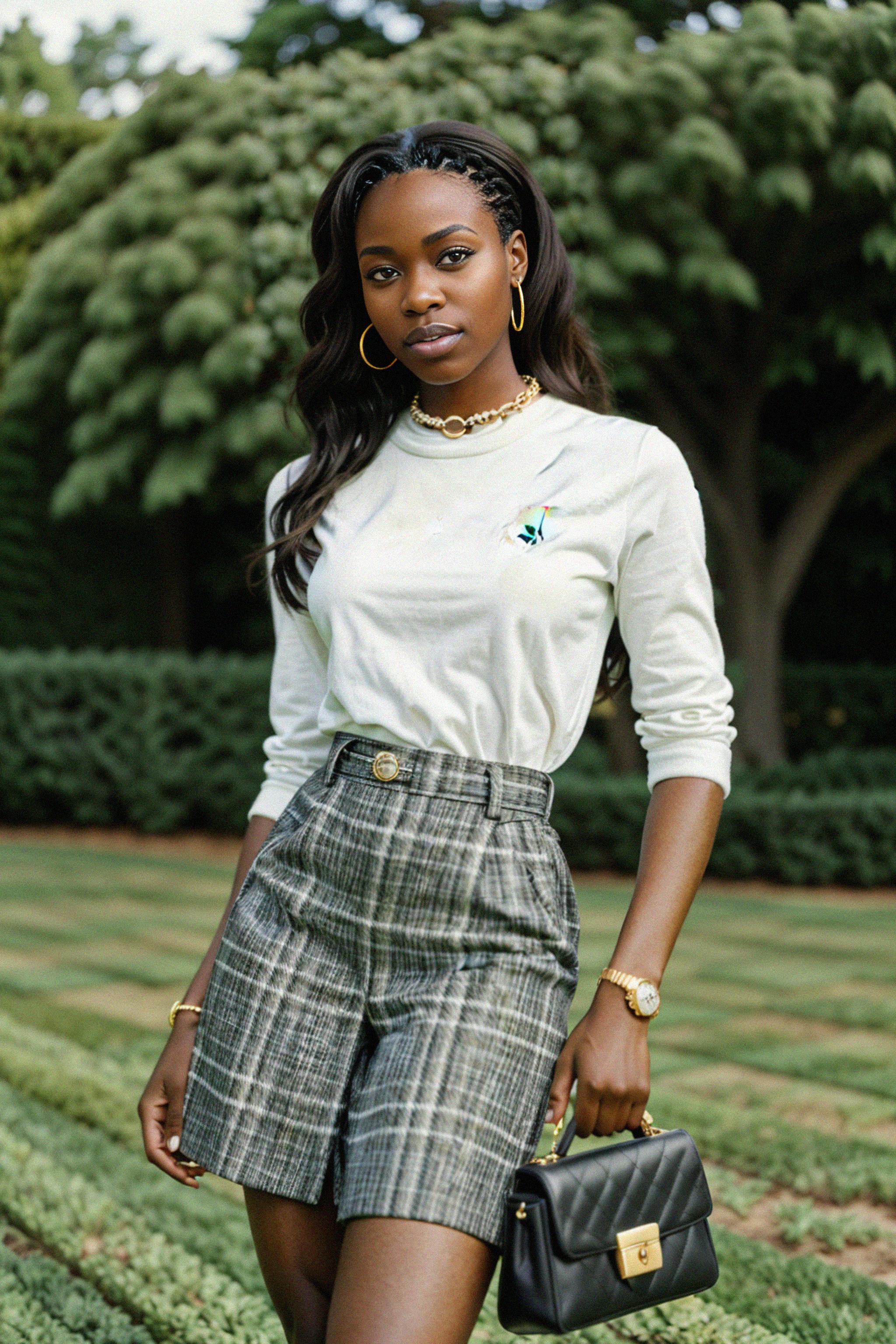 A woman in preppy style, old money aesthetic, posh style, elite school ...