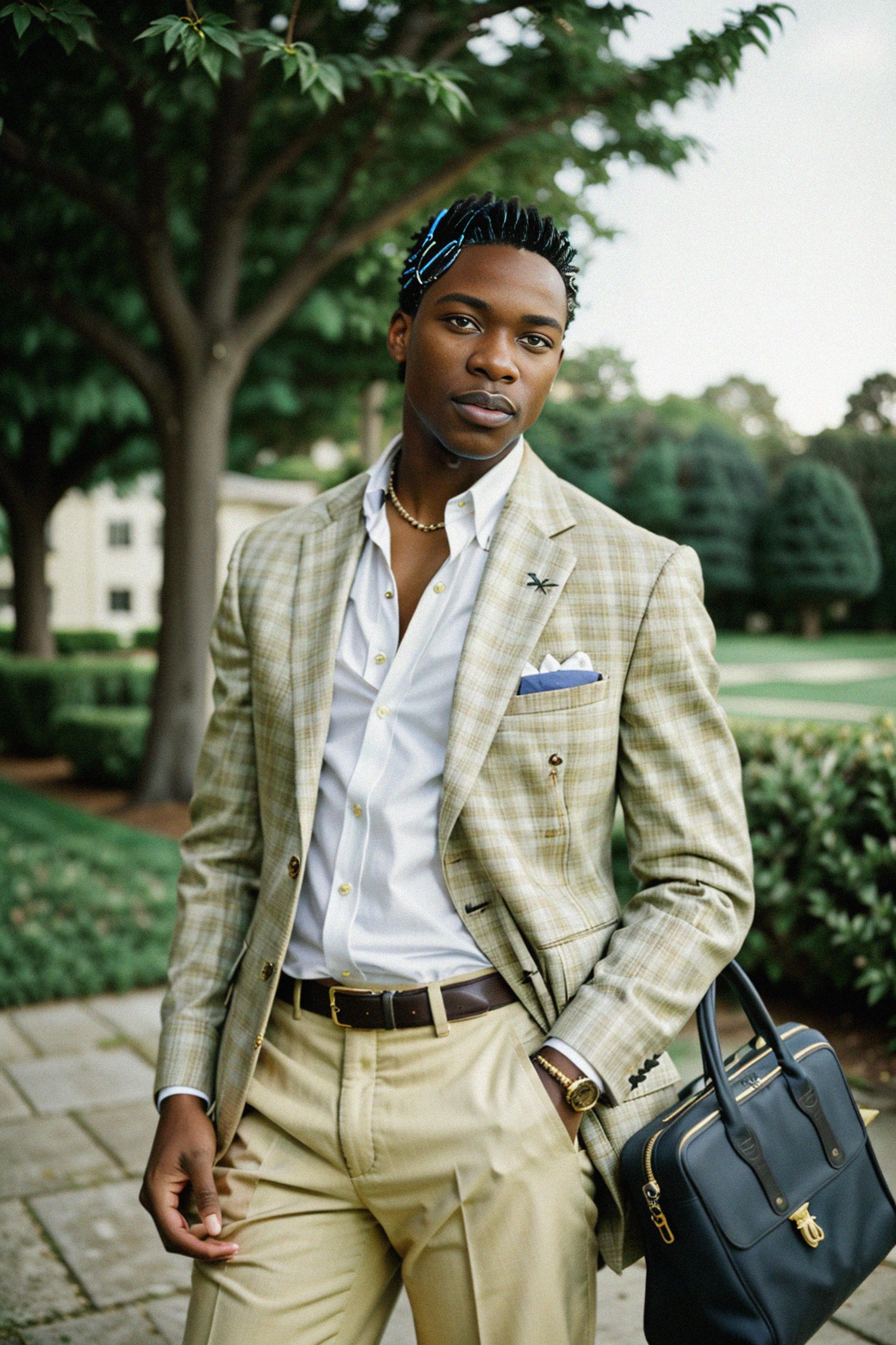 A man in preppy style, old money aesthetic, posh style, elite school ...