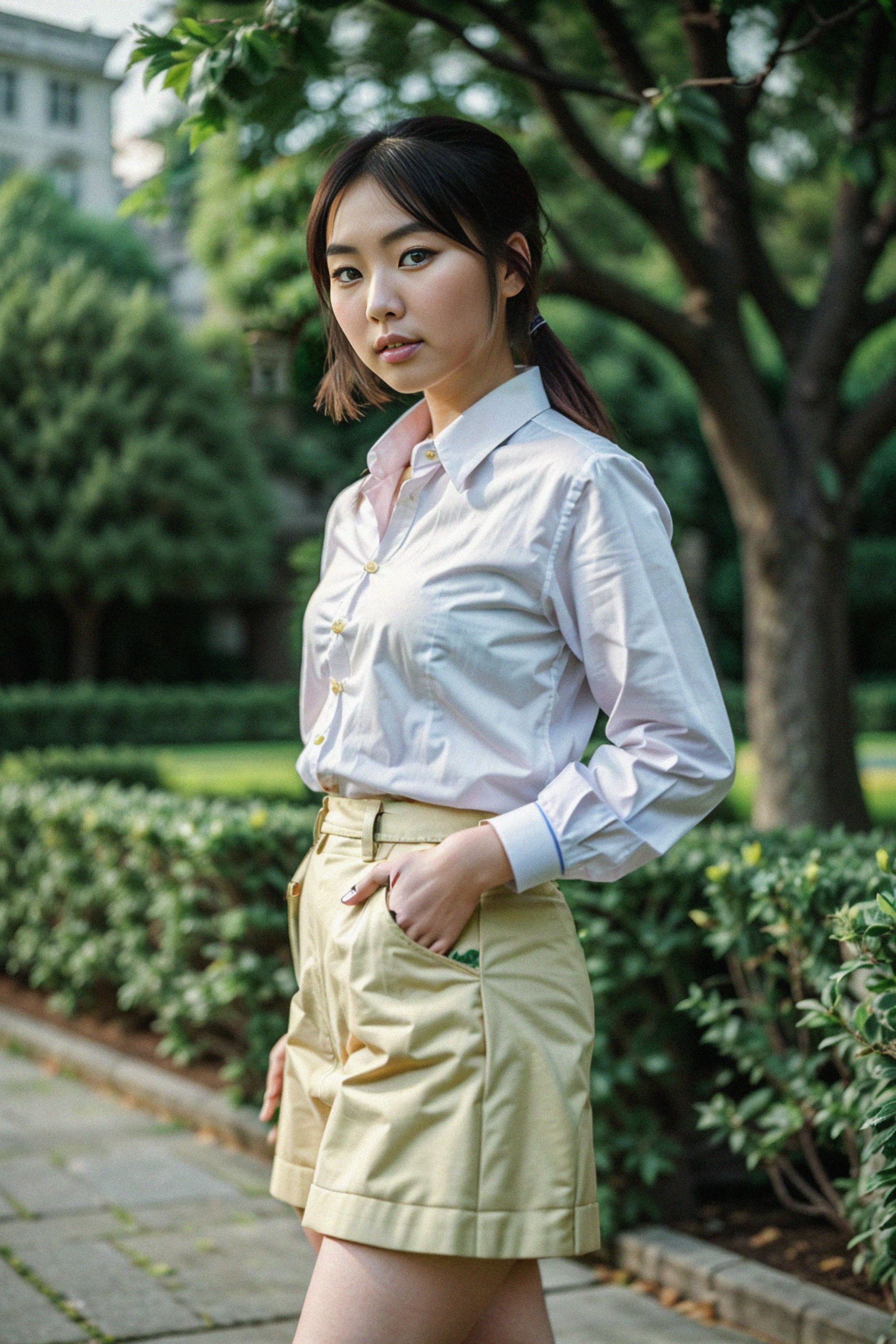A woman in preppy style, old money aesthetic, posh style, elite school ...