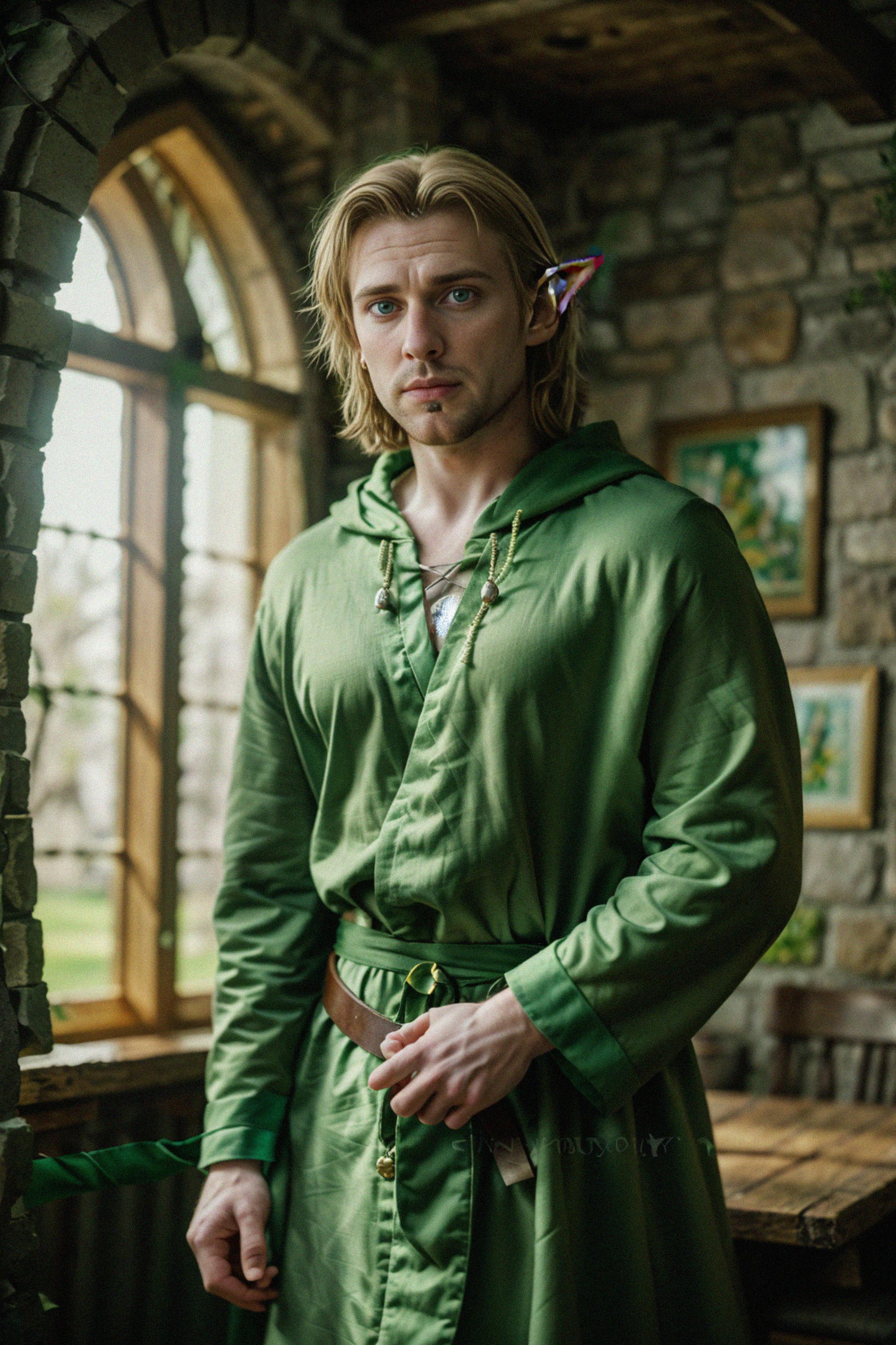 Man as a Medieval Elf Archer Warrior in Green Robe - #7722436 - Royalty ...