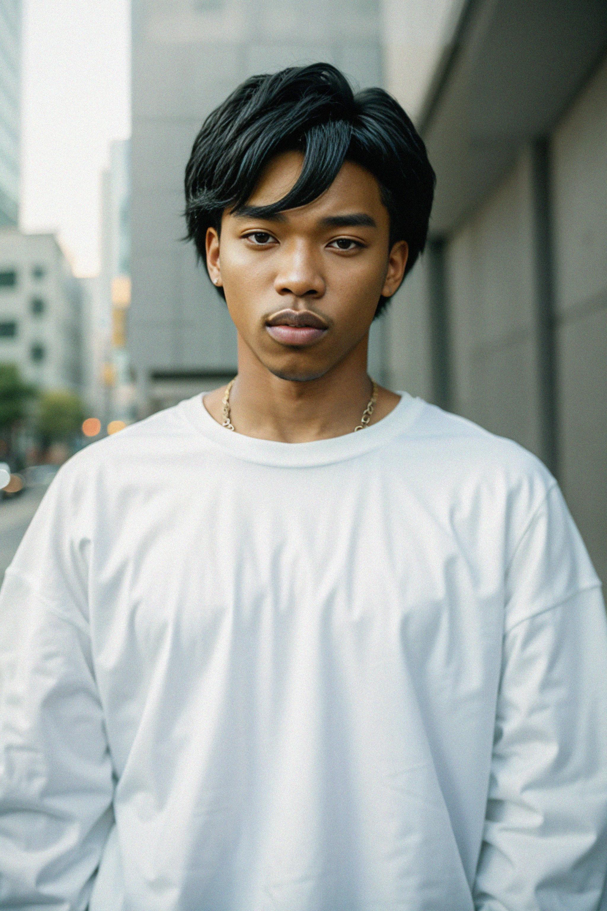 Korean man (with black hair) (as korean kpop k-pop idol) posing for ...