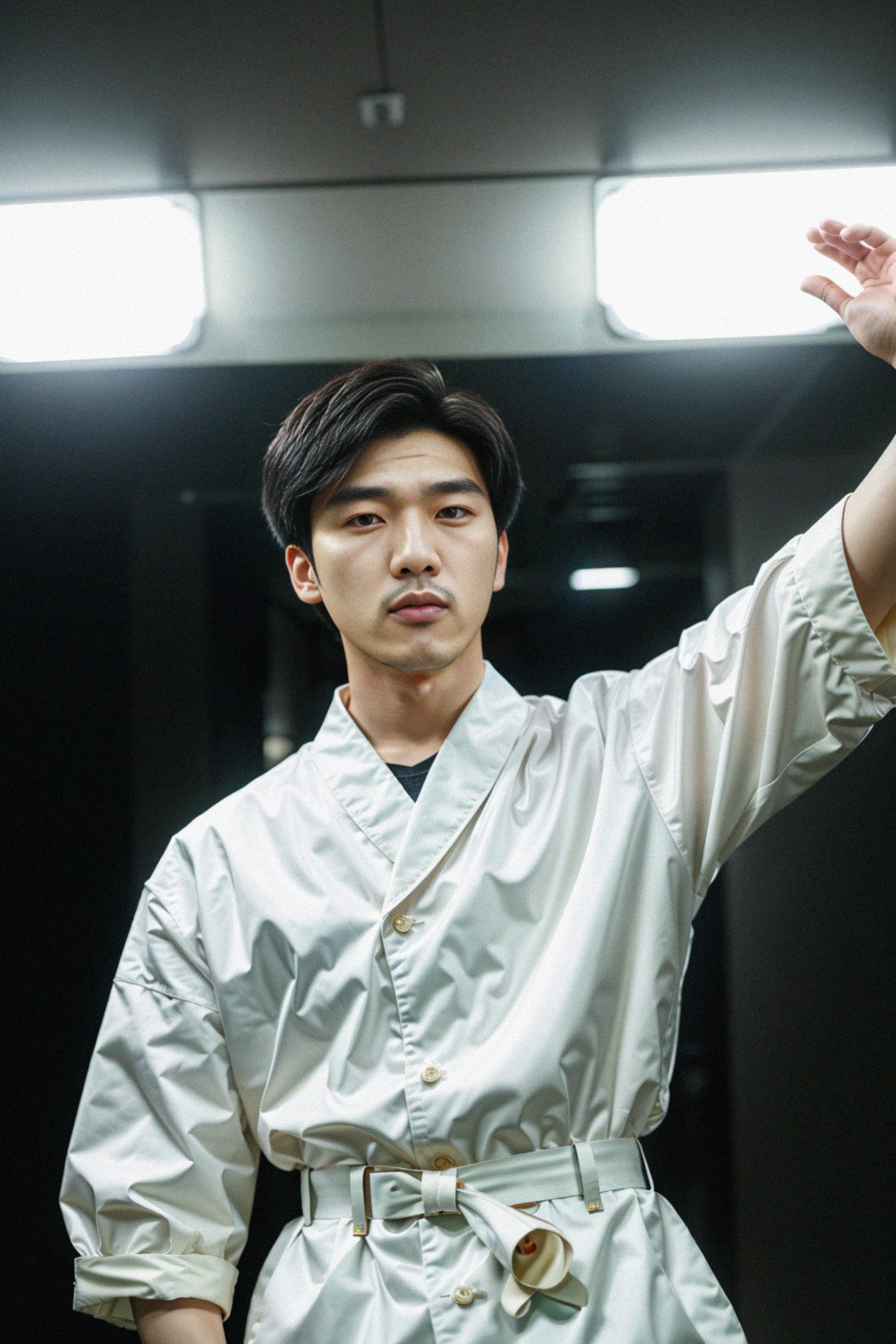 Korean man (with black hair) (as korean kpop k-pop idol) posing for ...
