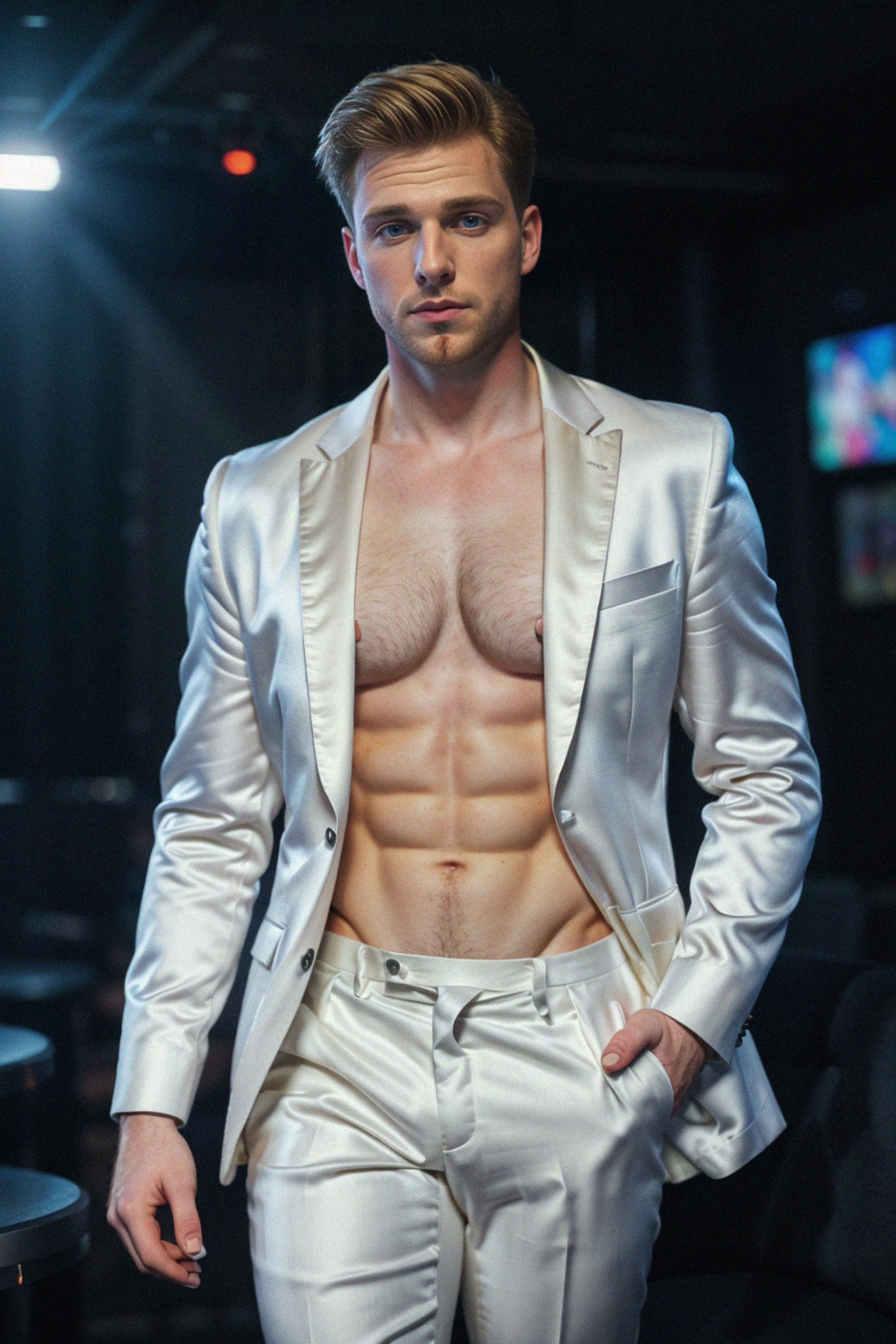 A man wearing silk suit] in night club, instagram photo, instagram, fit ...