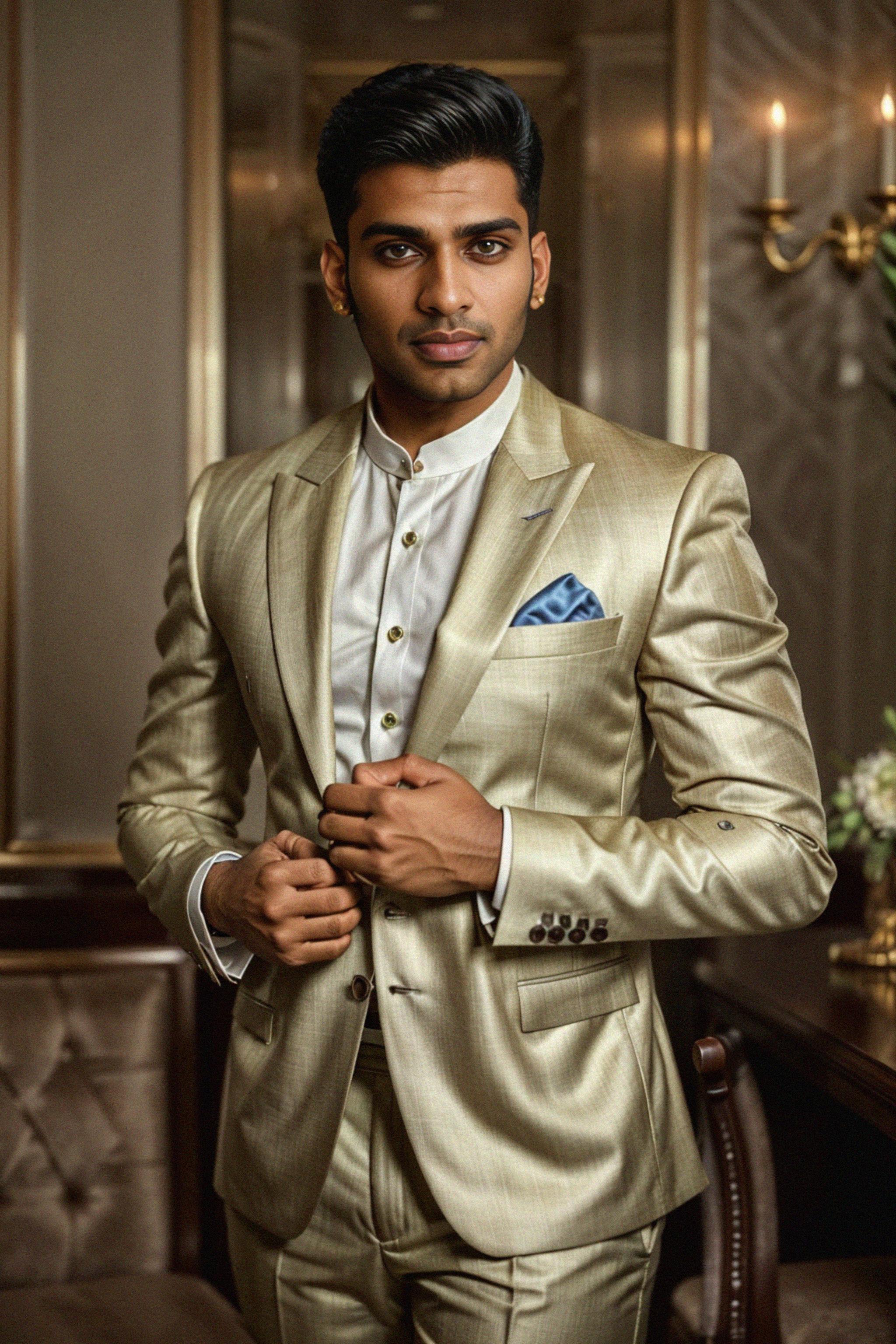 A man wearing luxurious suit in luxury restaurant, instagram photo ...