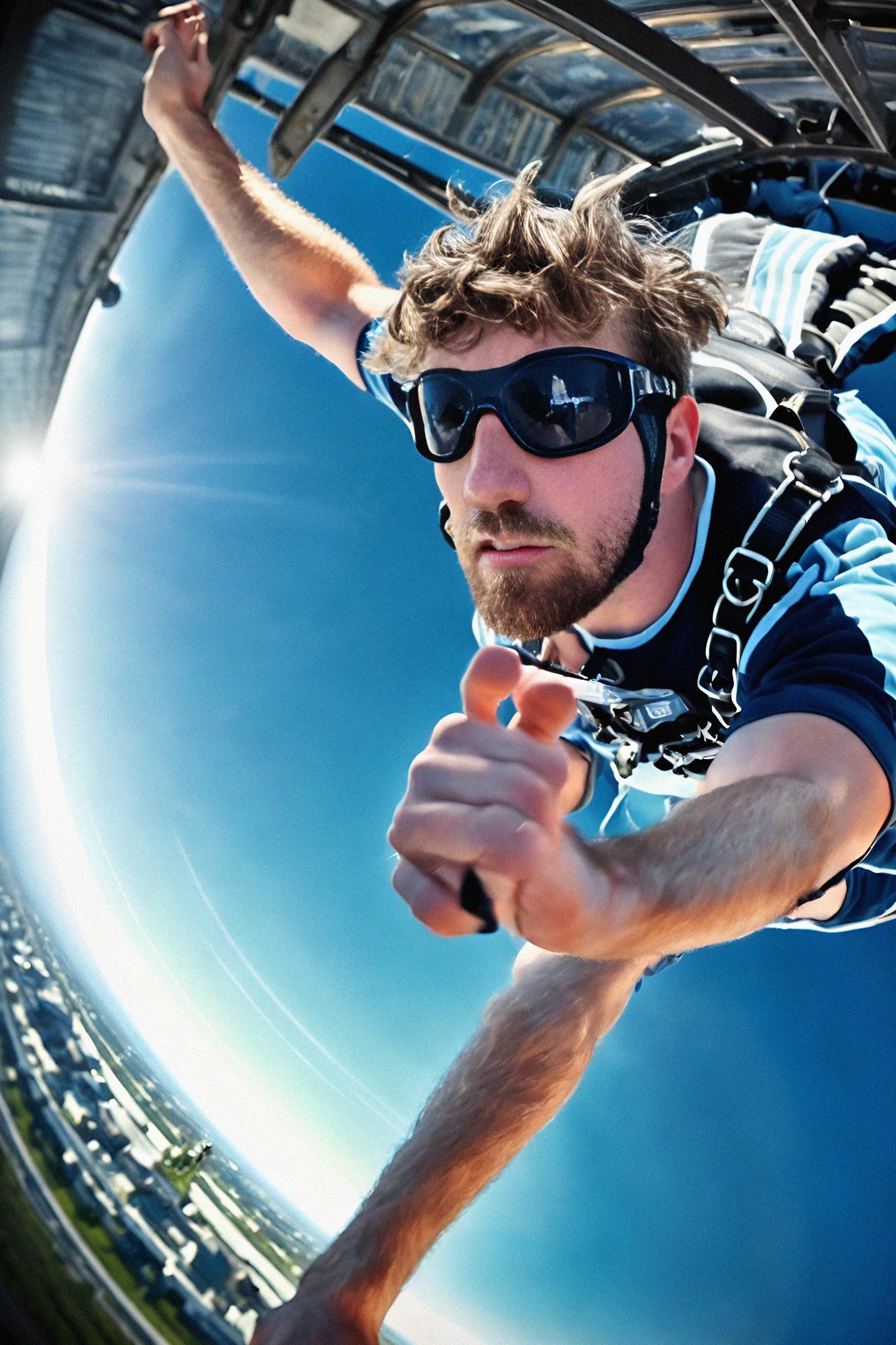 Man skydiving in the air - #8730266 - Royalty Free - AI Photo Generator
