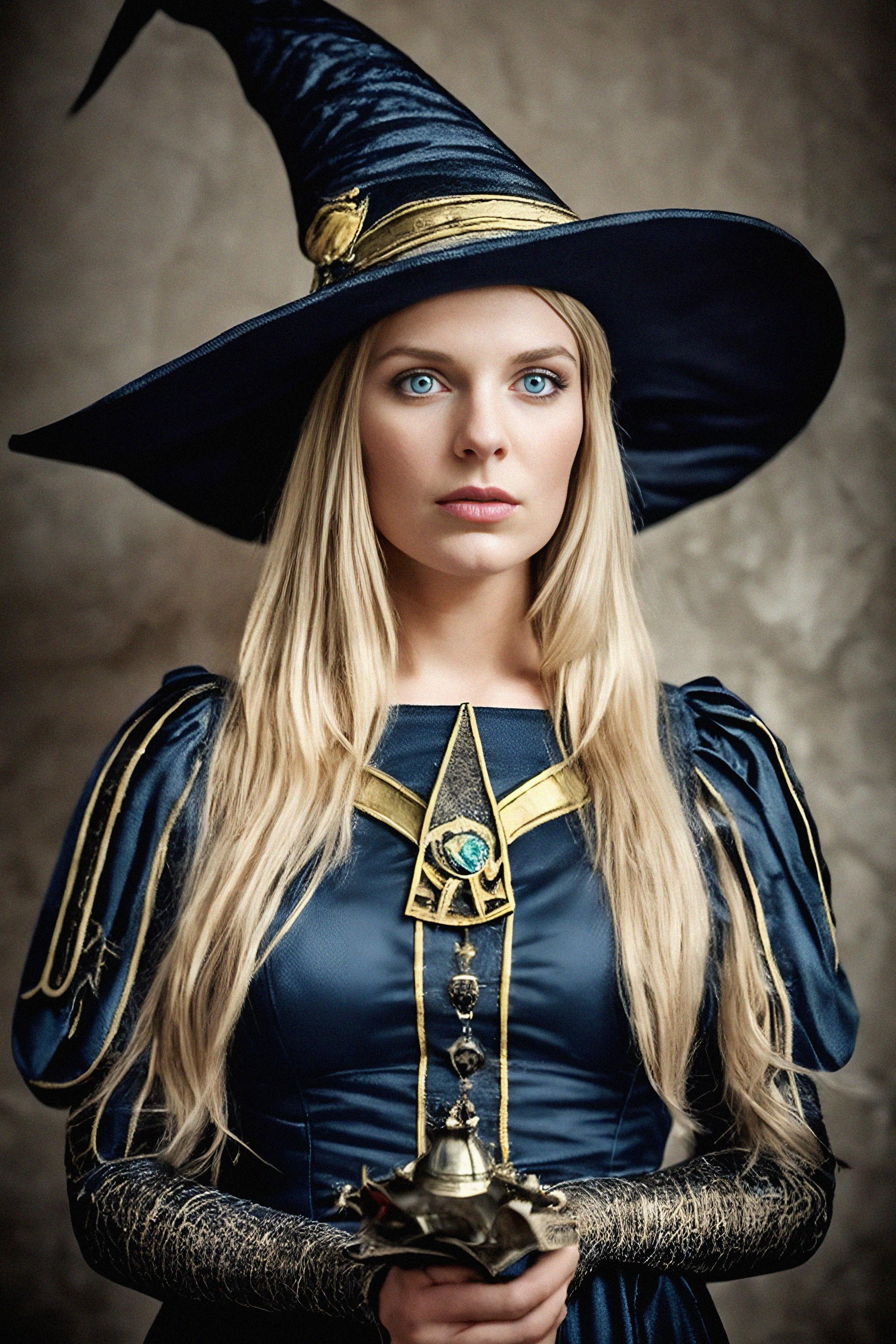 Woman as a Witch with a Alewife witch hat in the 14th century doing ...